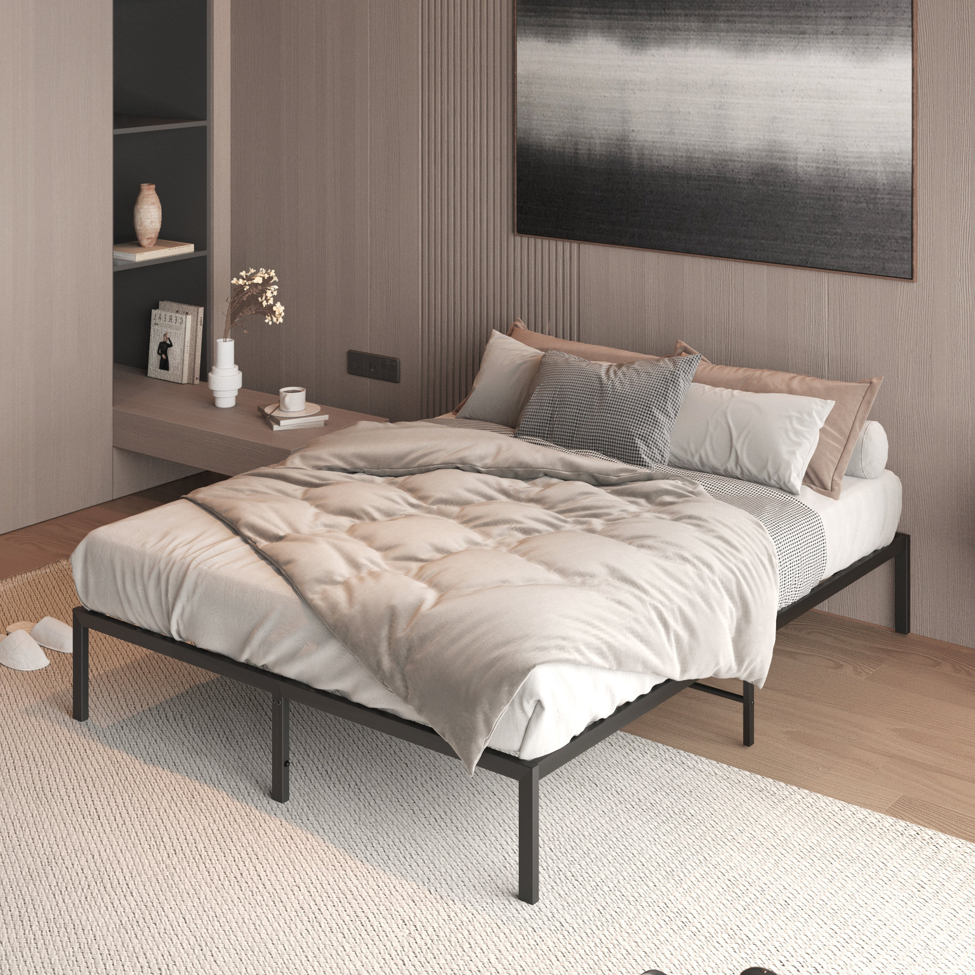Ebern Designs Quiet Night Sleep Metal Minimalist Bedroom Foundation ...