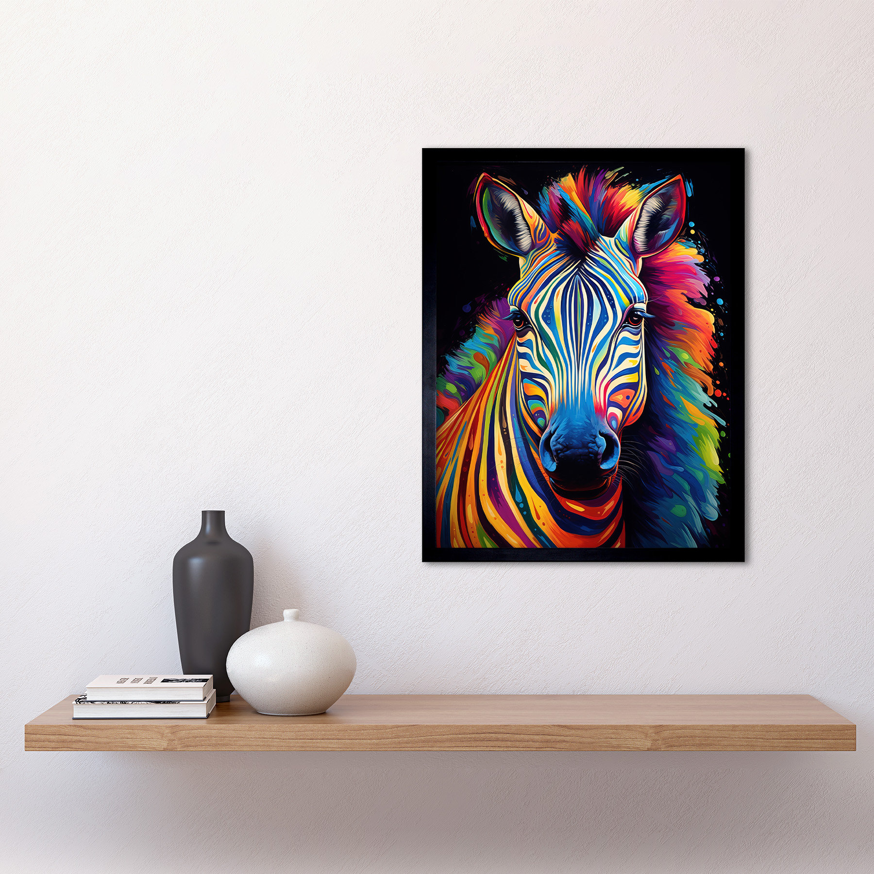 World Menagerie Rainbow Striped Zebra Colourful - Single Picture Frame ...
