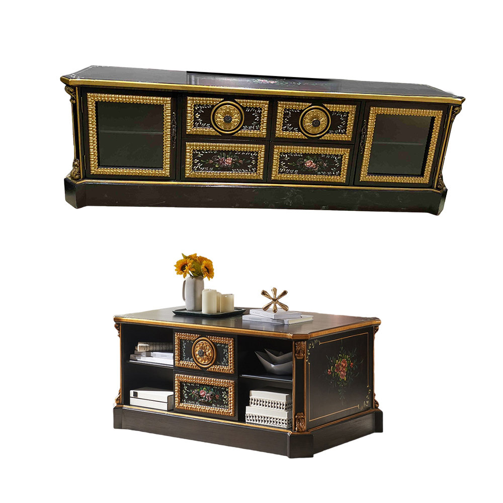 moonlight design French style TV stand paired with coffee table | Wayfair