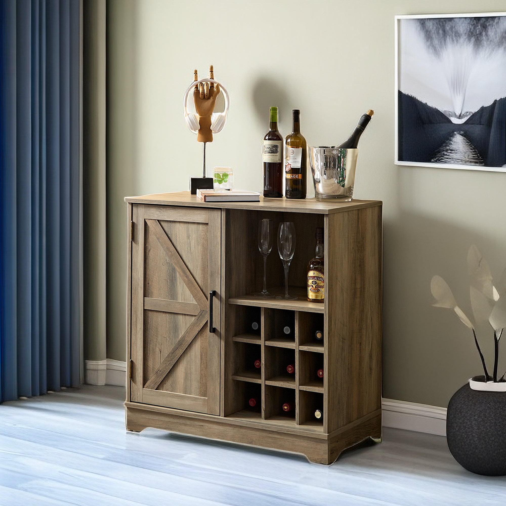 Gracie Oaks Theresia 31.5'' Wide Sideboardwith Wine Rack, Drawer and ...