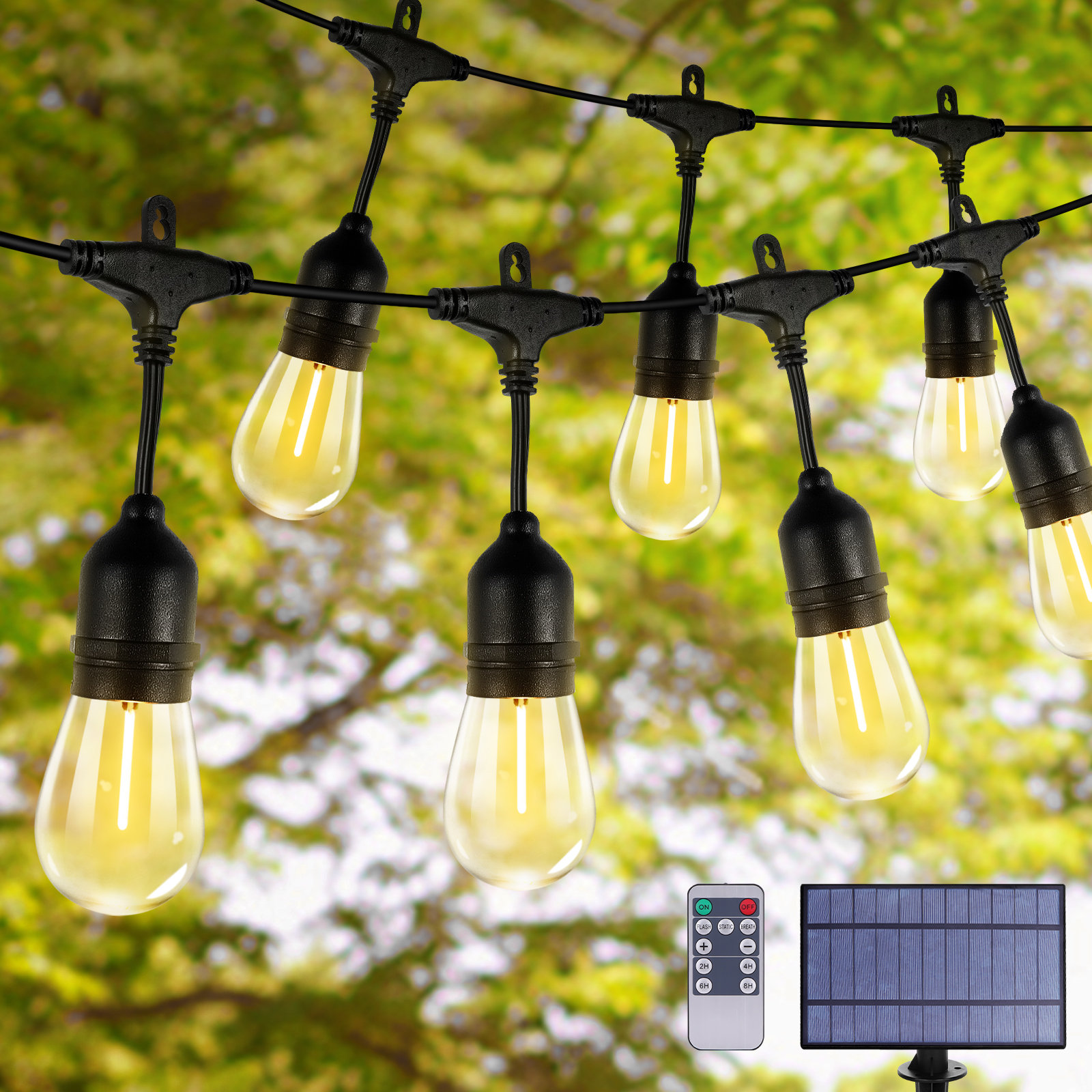 The Holiday Aisle® 35FT Outdoor String Lights Solar Power Hanging ...
