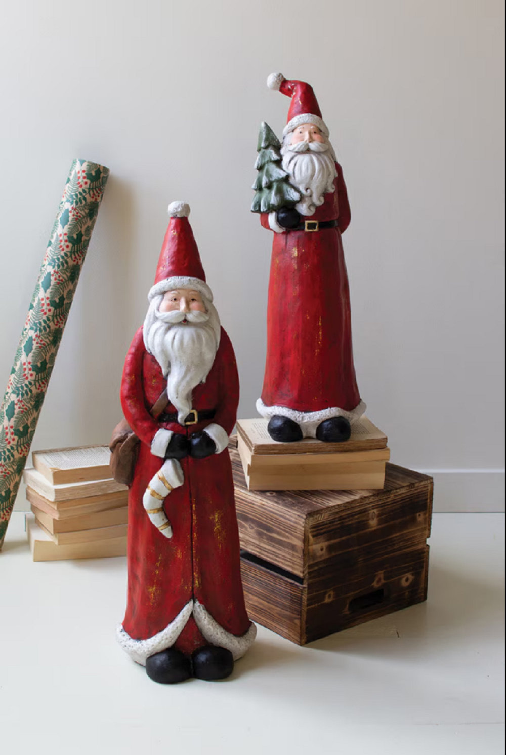 The Holiday Aisle® SET OF TWO RESIN SANTAS | Wayfair