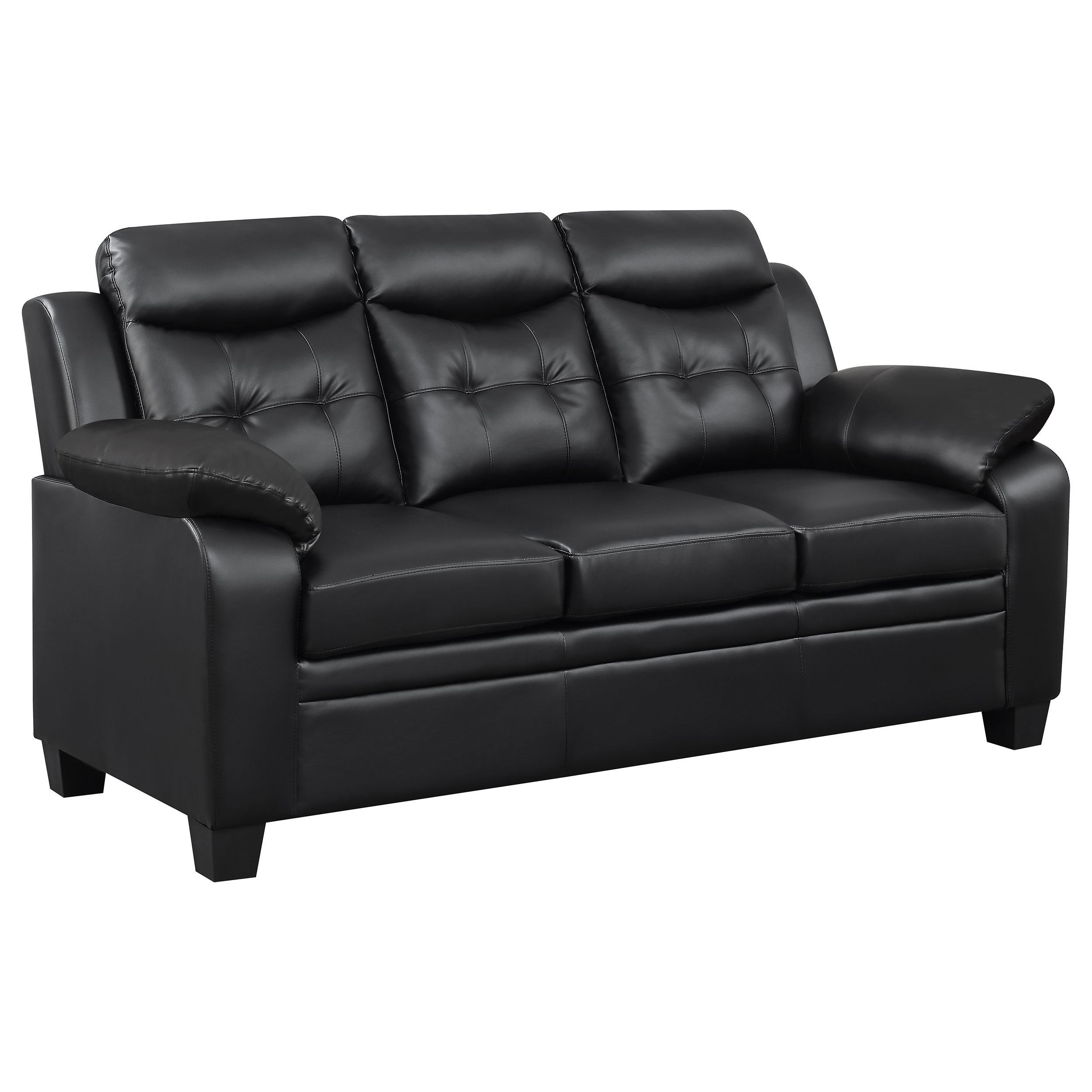 Latitude Run® Finley Upholstered Padded Arm Tufted Sofa Black | Wayfair