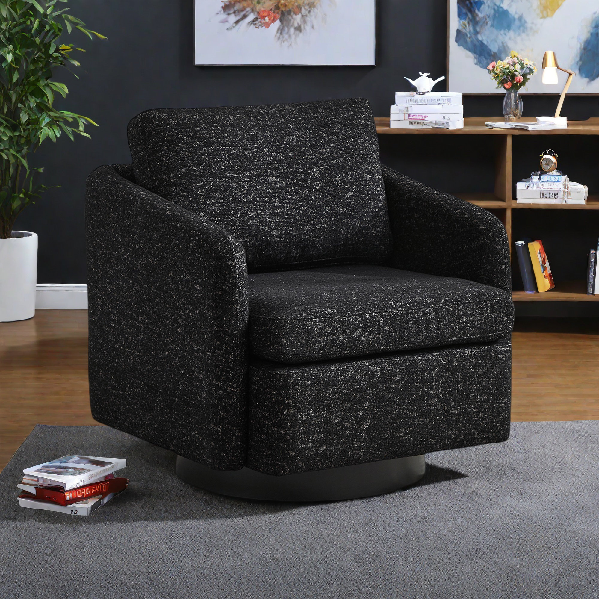 FAR AND NEAR Swivel Accent Chair And Comfy Round Accent Single Sofa ...