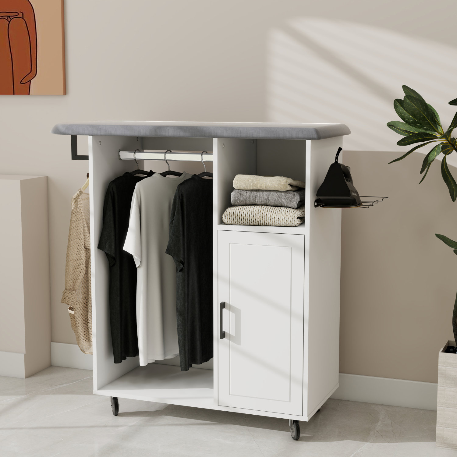 Hokku Designs Multipurpose Ironing Cart with Rolling Board and ...