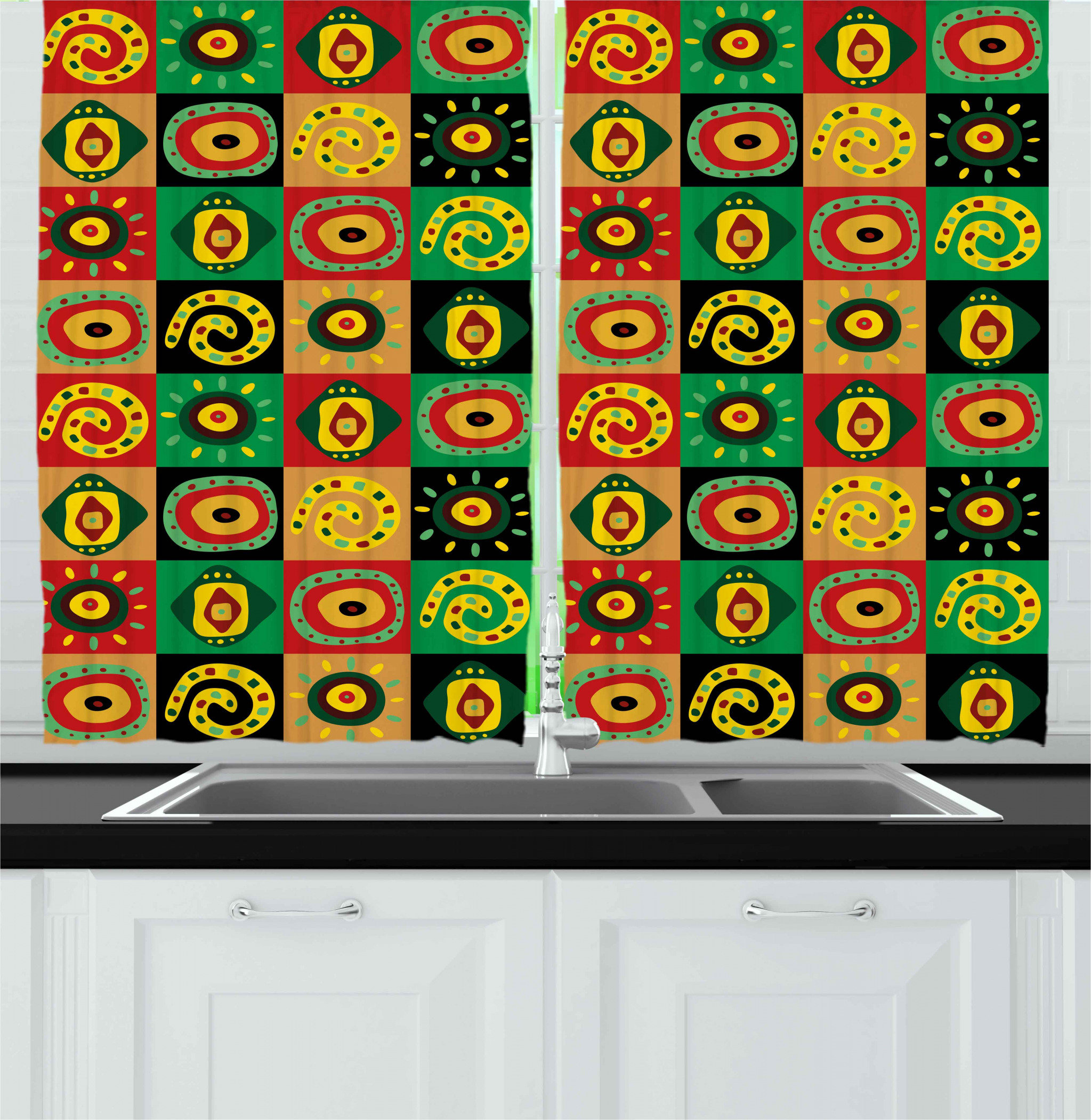 East Urban Home African Kitchen Curtain | Wayfair
