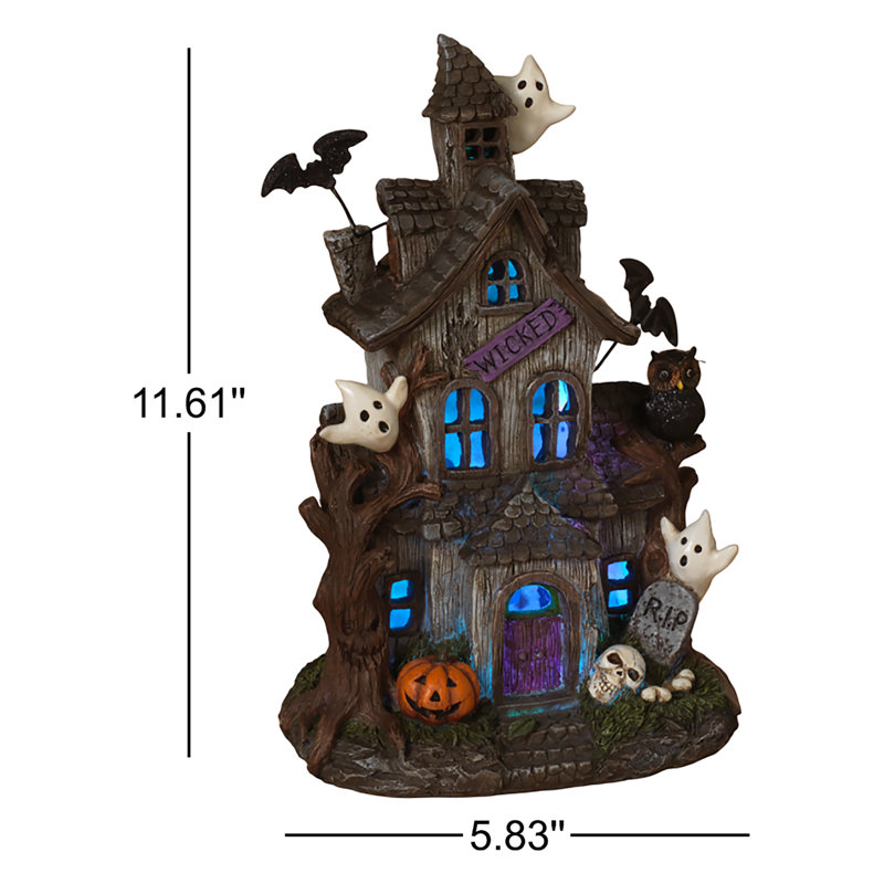 The Holiday Aisle® Lighted Spooky Haunted Halloween House, Battery ...