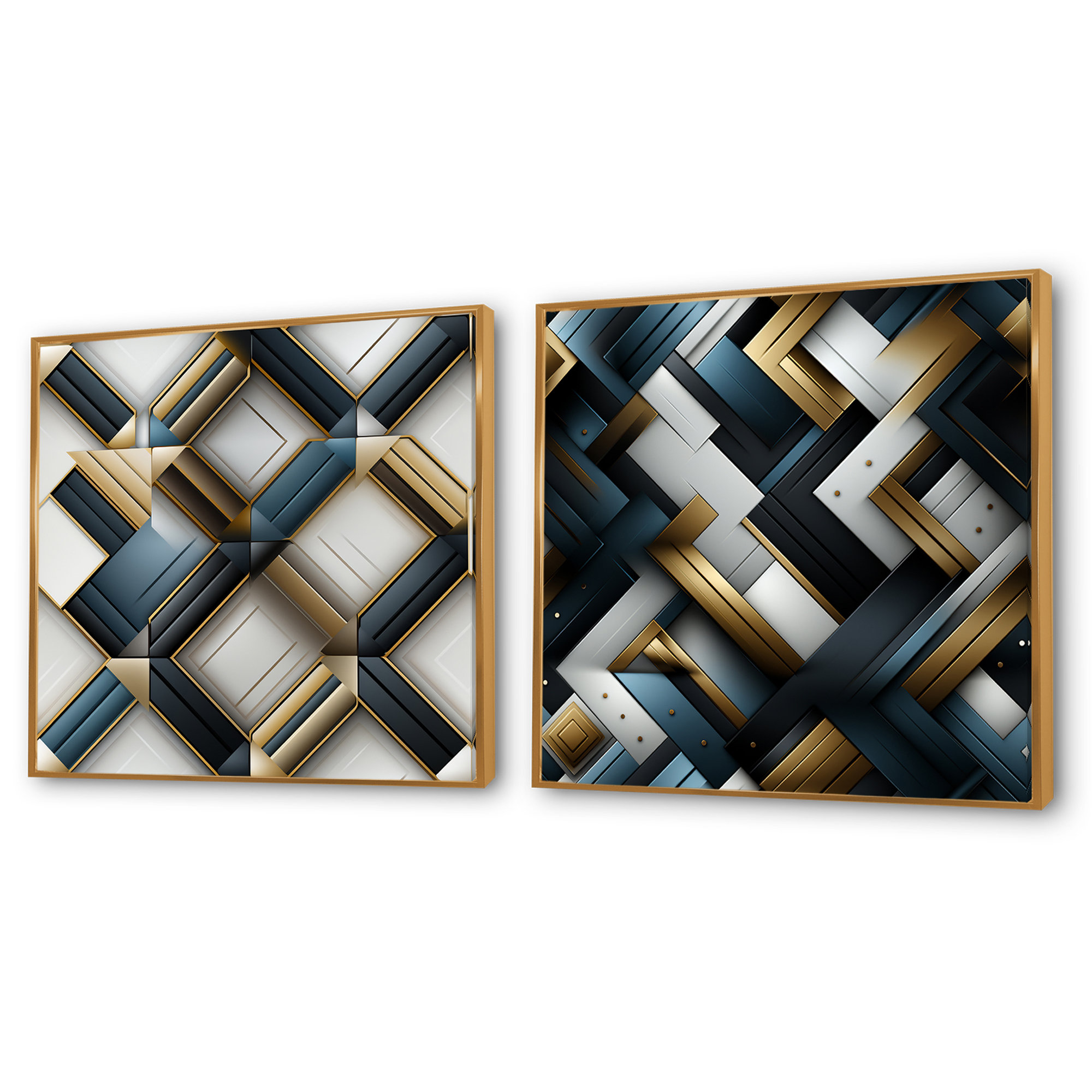 Dakota Fields Marble Mosaic Dimensions - Abstract Shapes Square Collage Set Of 2 | Wayfair