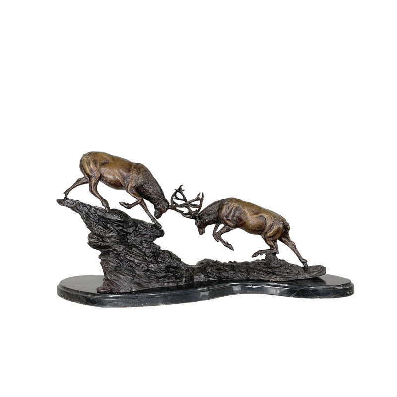 Metropolitan Galleries Bronze Fighting Deer Table Top Sculpture | Wayfair