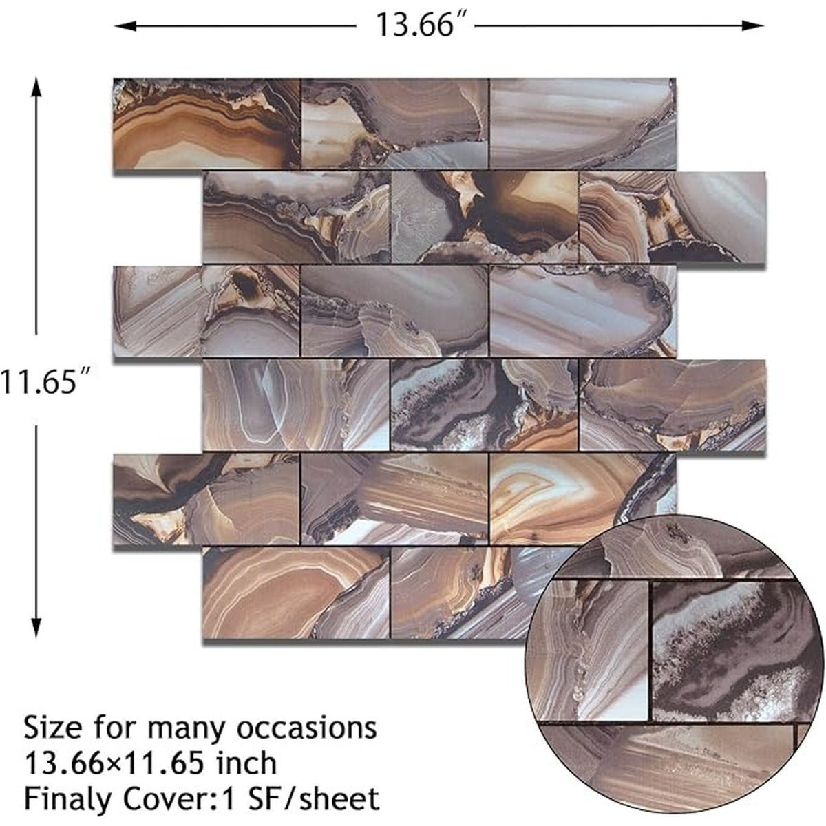 FashionSecretsLLC Kieacia 10-Sheet Peel and Stick Kitchen Backsplash ...