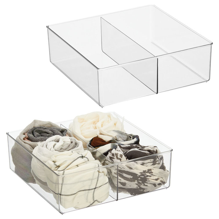mDesign Divided Plastic Drawer Storage Organizer Container Bin,, Clear ...