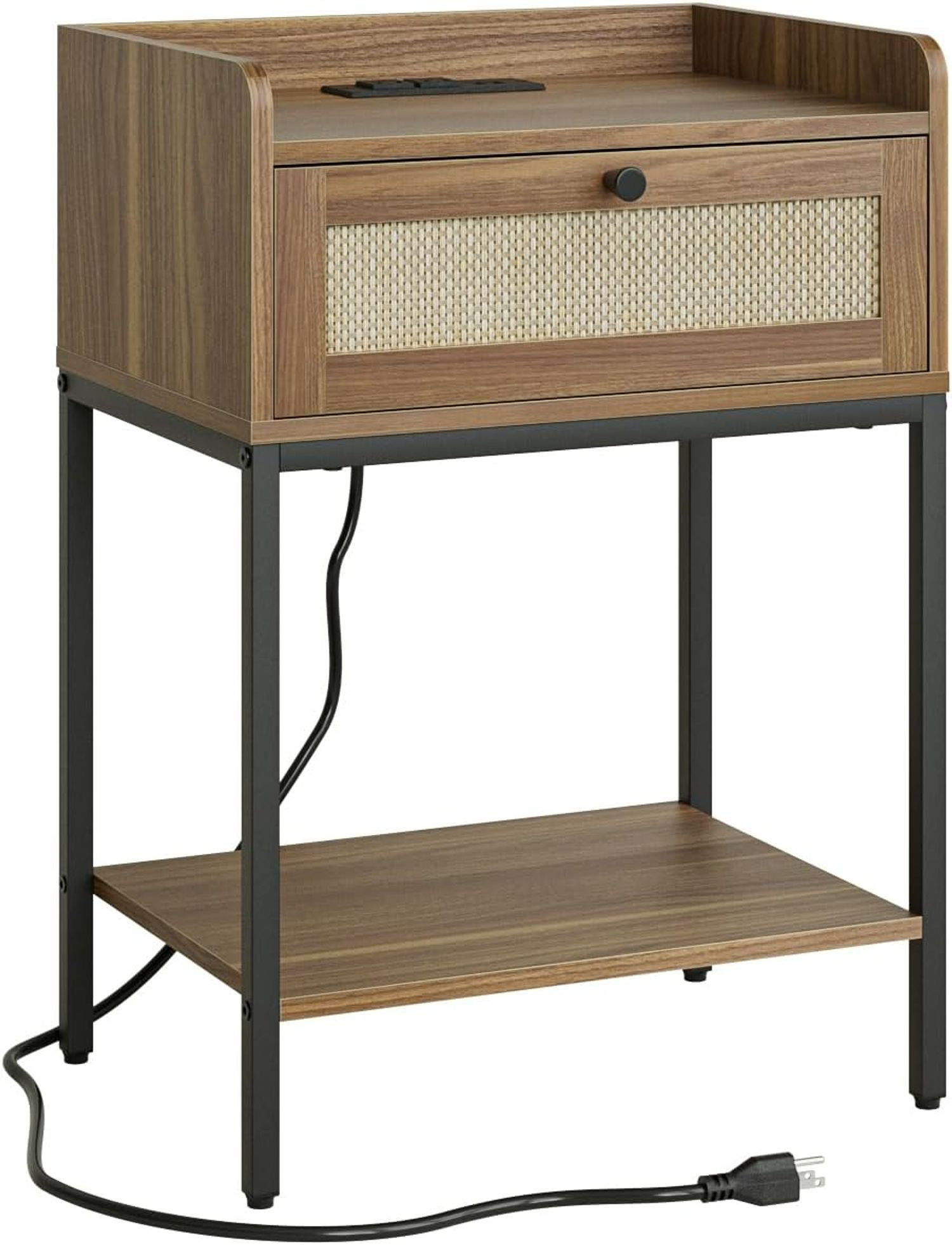 Latitude Run® 3 Tier Modern Nightstand with Charging Stake, with ...