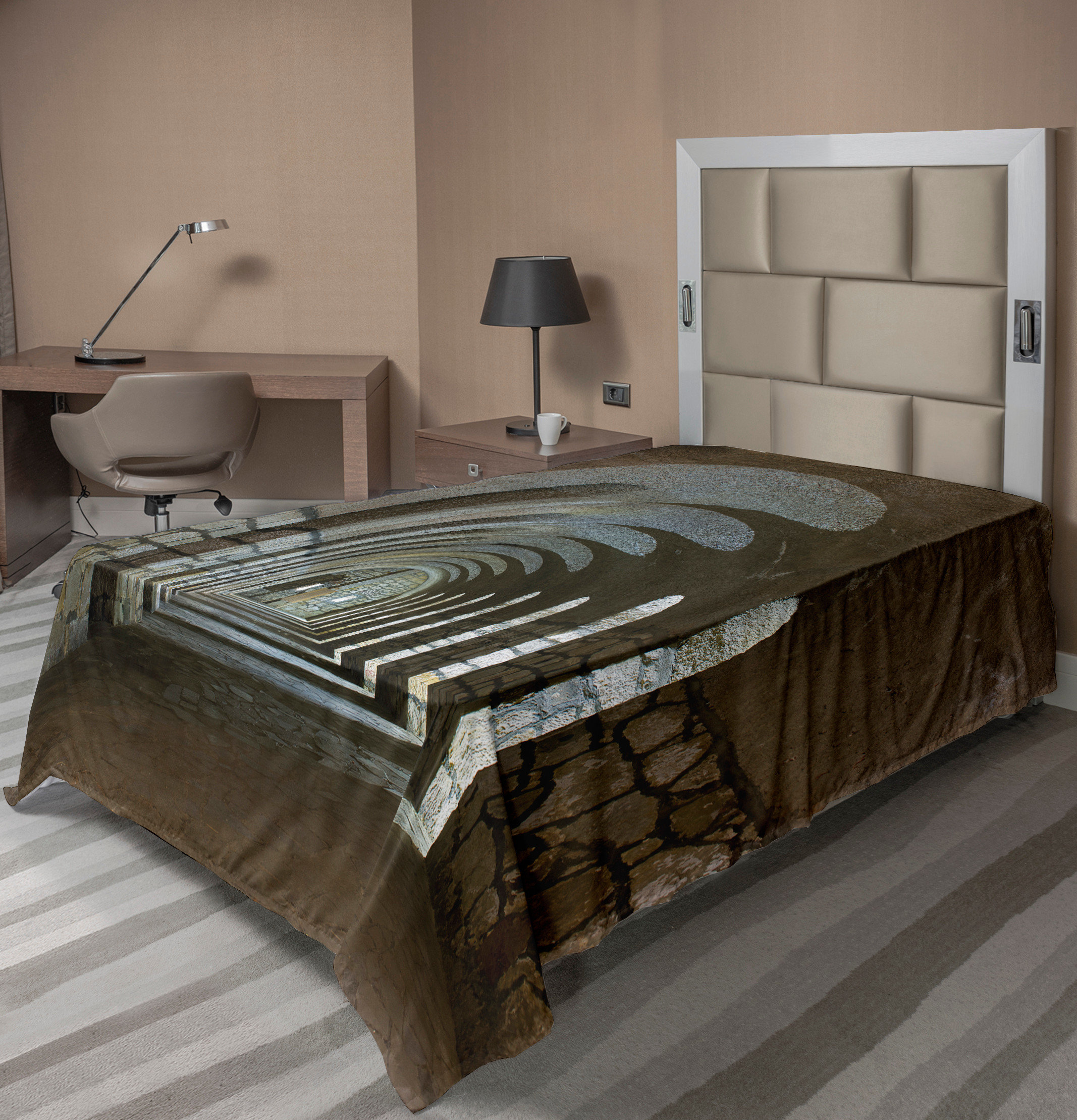 Ambesonne Historic Top Flat Sheet Corridor in Fortress Sand Brown | Wayfair