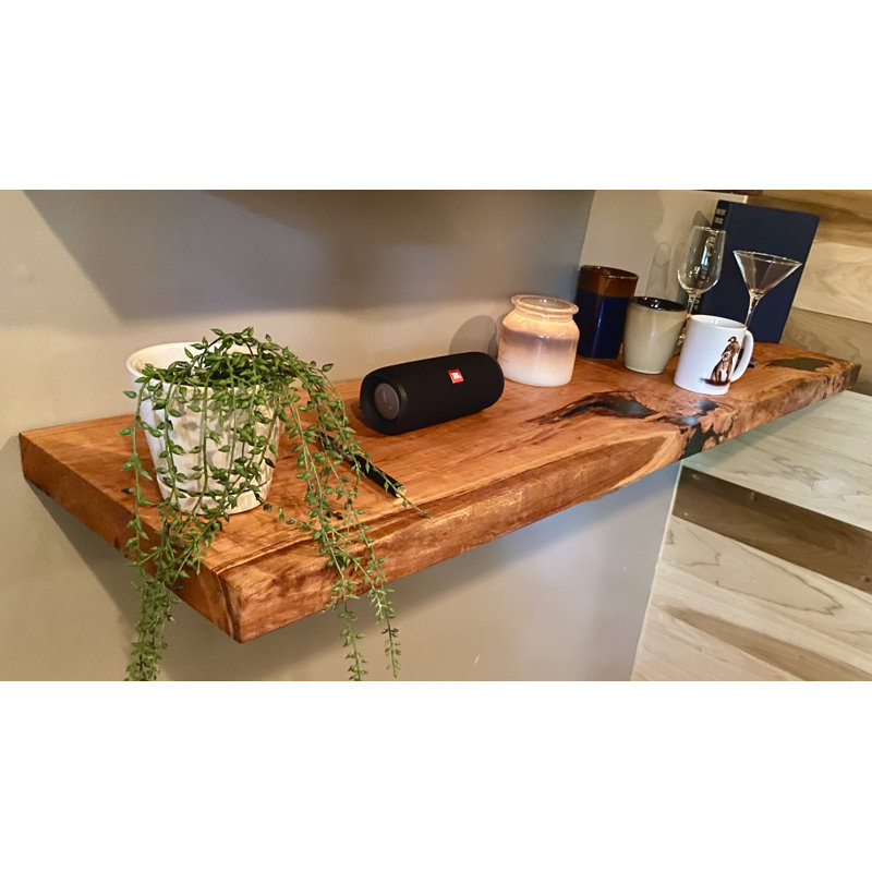 Steel Oak Hardwood Cherry Floating Shelf | Wayfair
