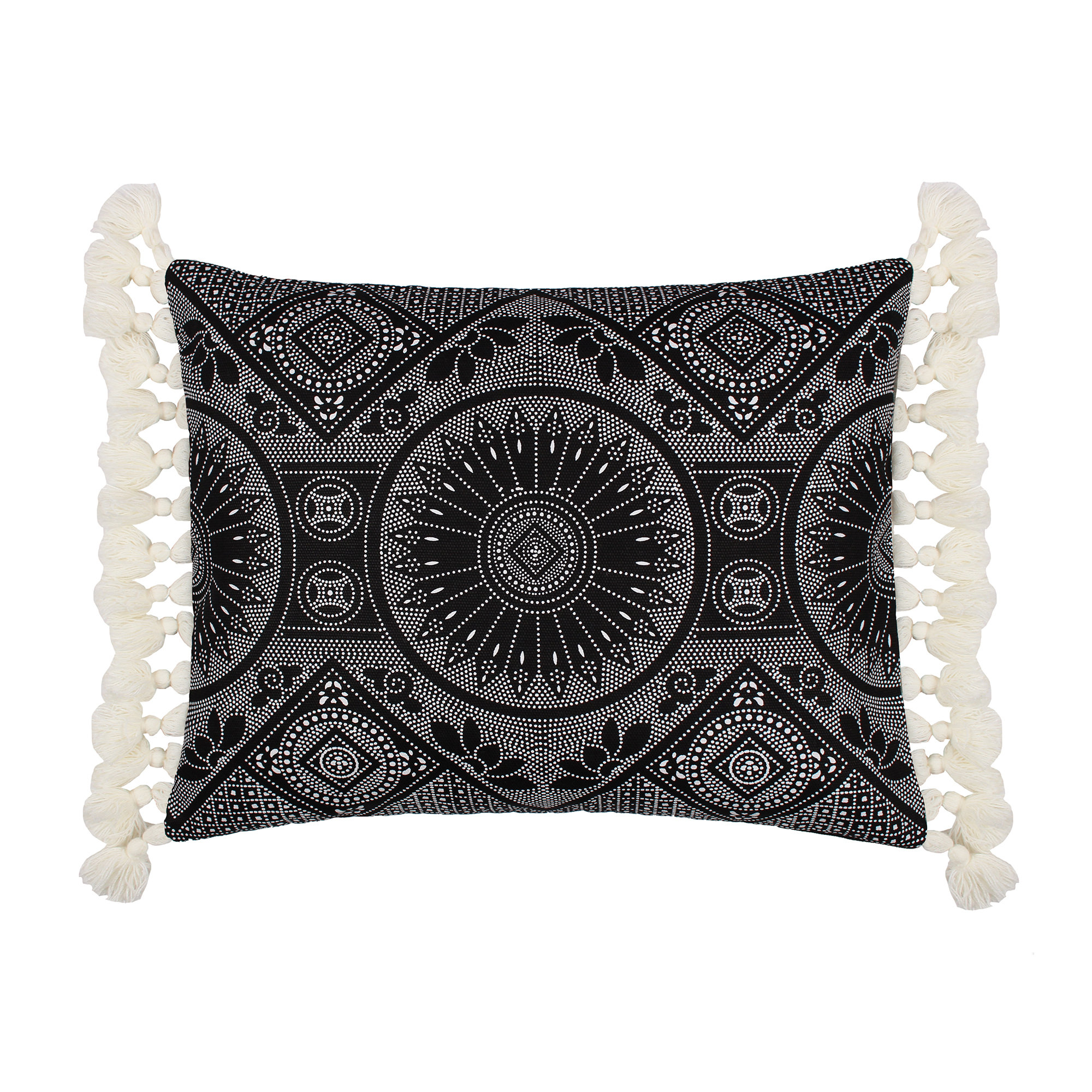 Levtex home Black Crewel Stitch Tassel Pillow | Wayfair