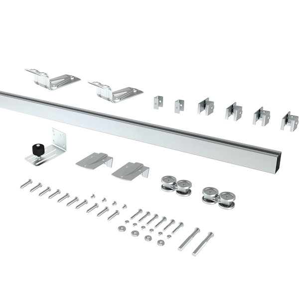 JUBEST Box Rail Exterior Barn Door Hardware Kit, Heavy Duty Sliding ...