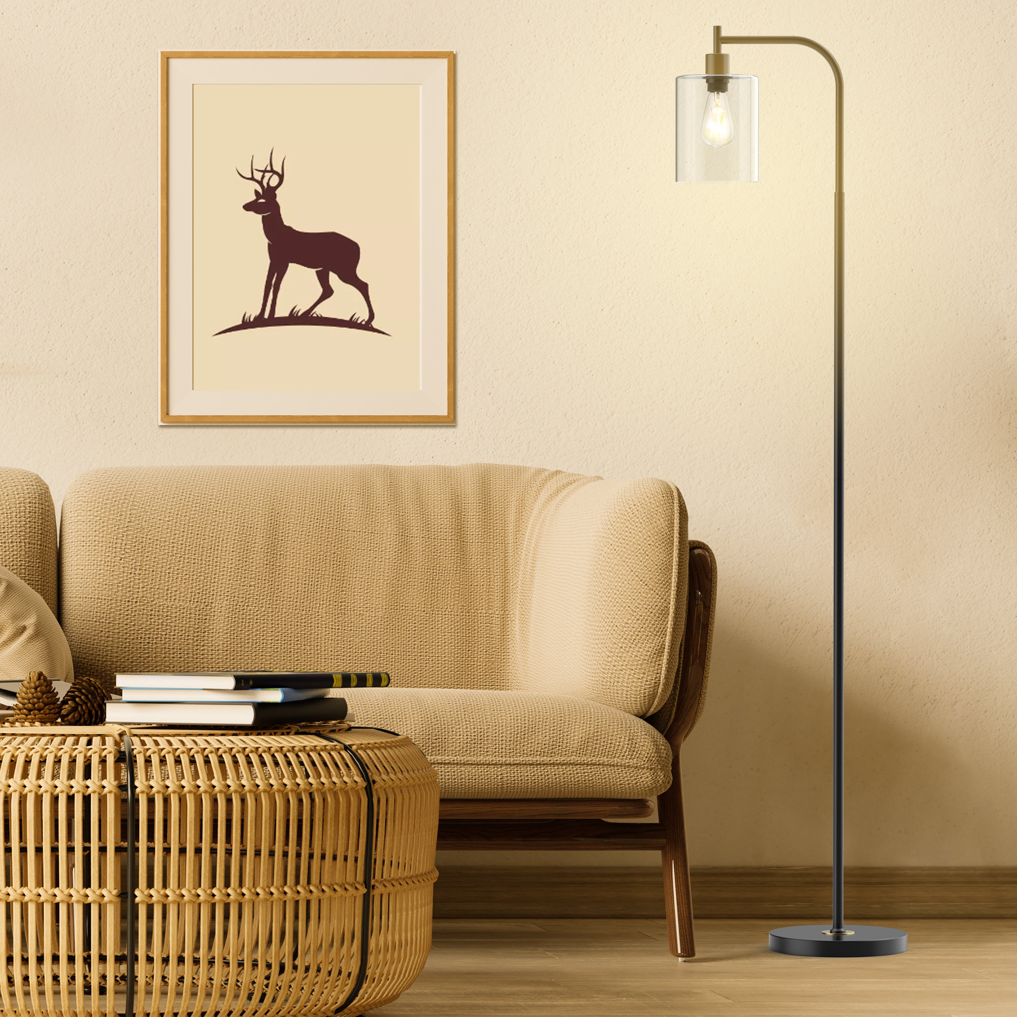 Wrought Studio™ Demerrick 66.1" Arched Floor Lamp with Two LED Bulbs ...
