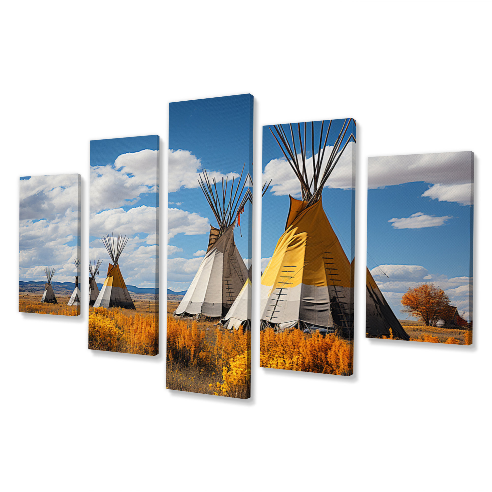 Design Art Yellow Native Tipi Path To Spirituality III - Native ...