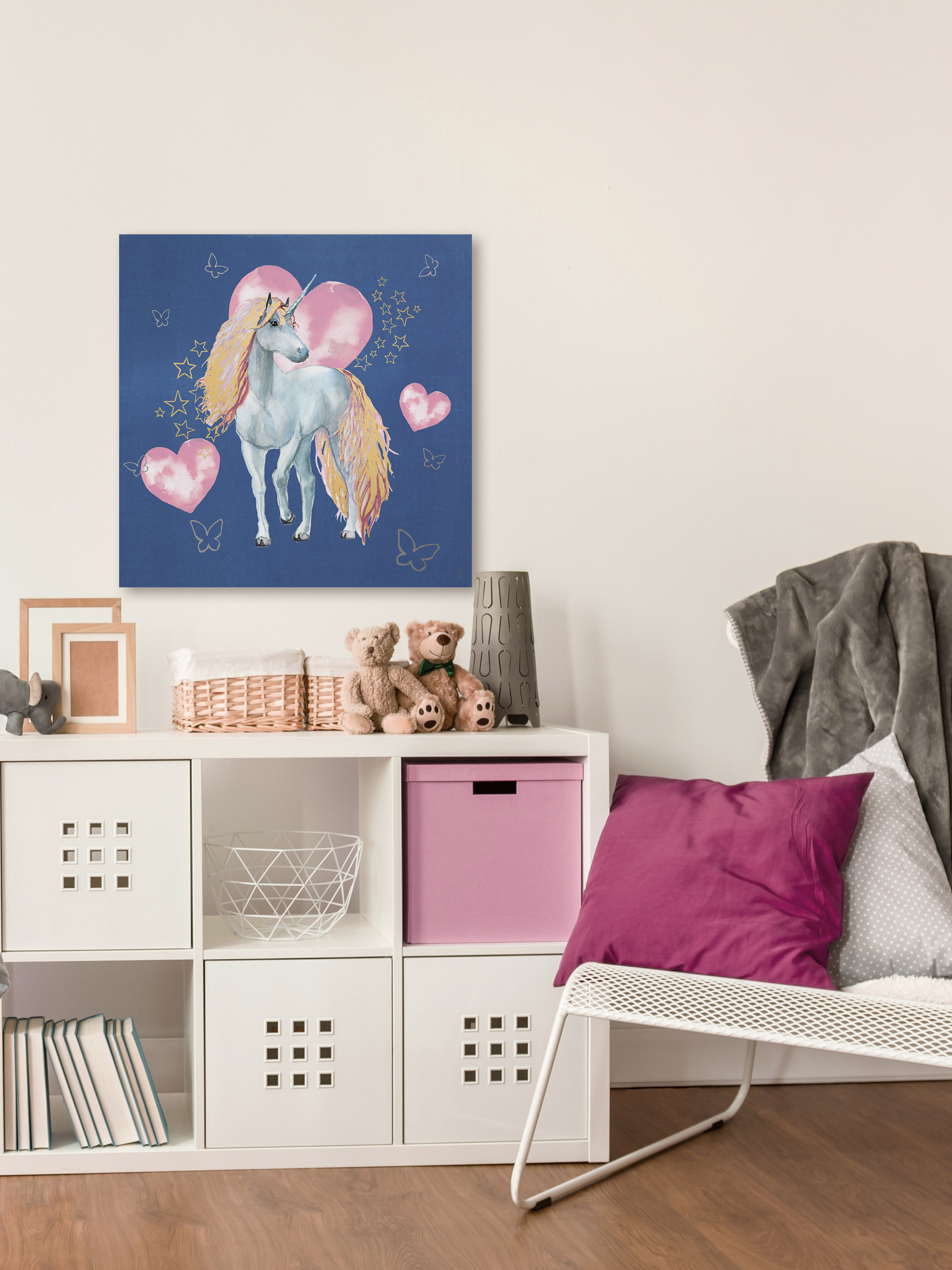 Zoomie Kids Croy Stars And Love Unicorn - Graphic Art on Canvas ...