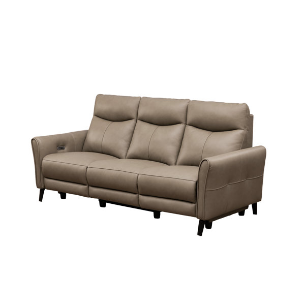 Abbyson Home Joaquin Beige Top Grain Leather Power Reclining Sofa With ...