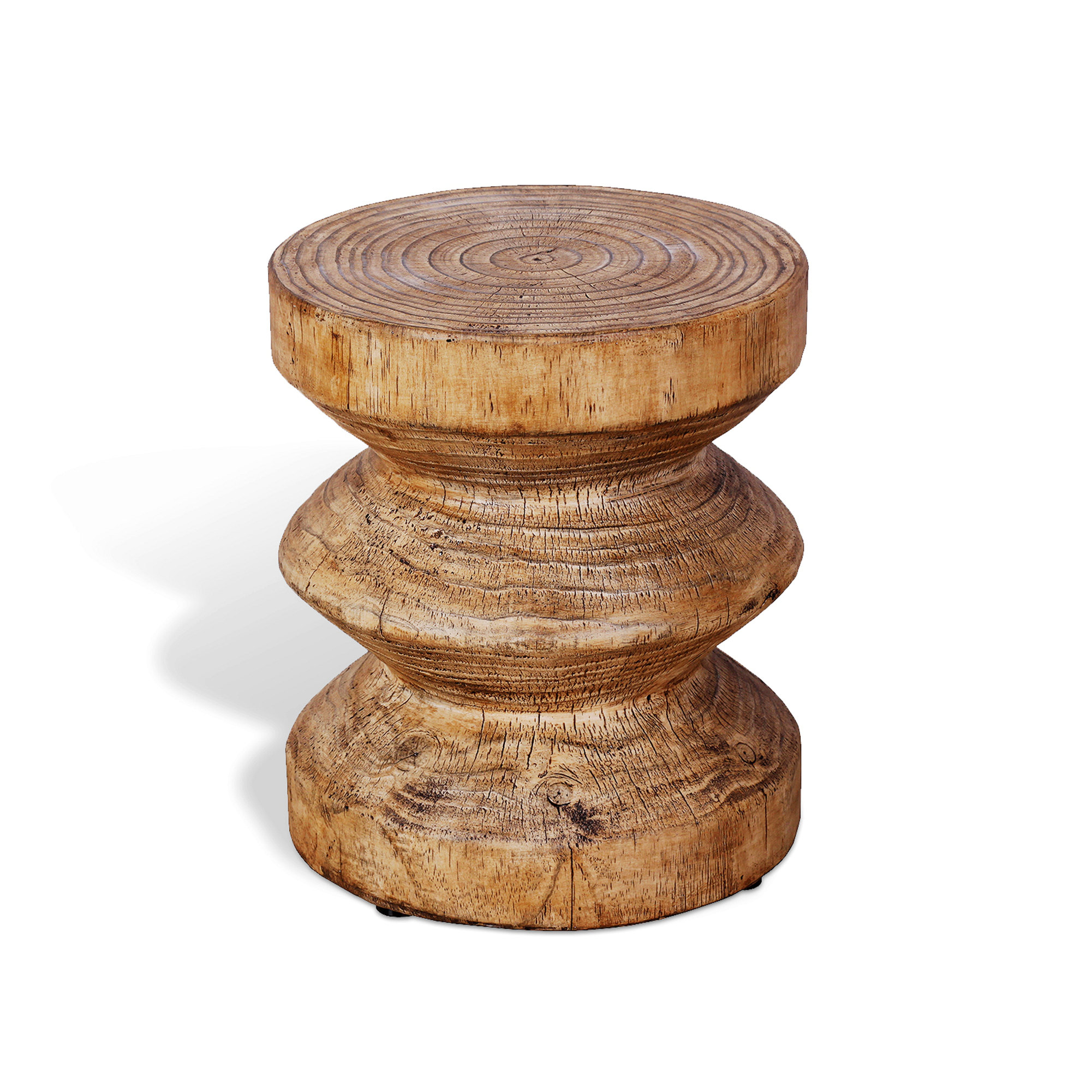 Millwood Pines Faux Woodgrain Texture Round Accent Table With Practical ...