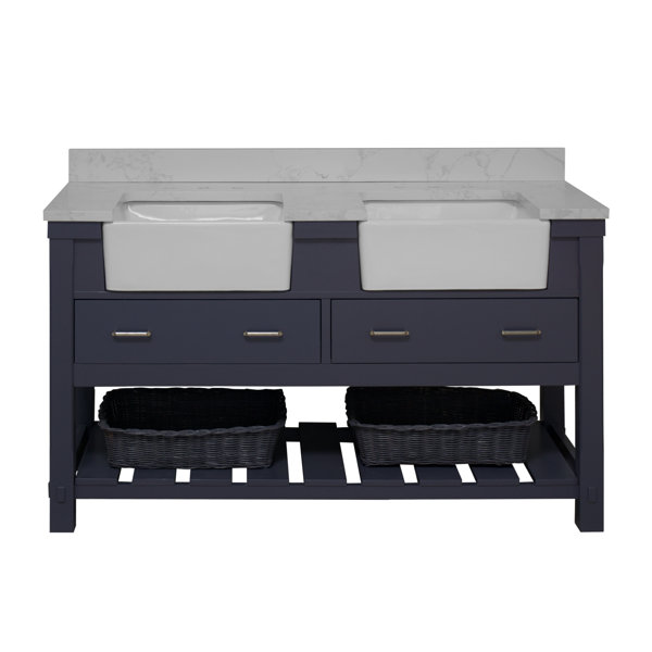 Laurel Foundry Modern Farmhouse® Hitton 60" Double Bathroom Vanity Set ...