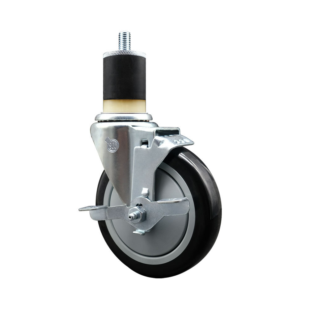 Service Caster Poly Swivel 1-7/8 Inch Expanding Stem Caster with Brake ...