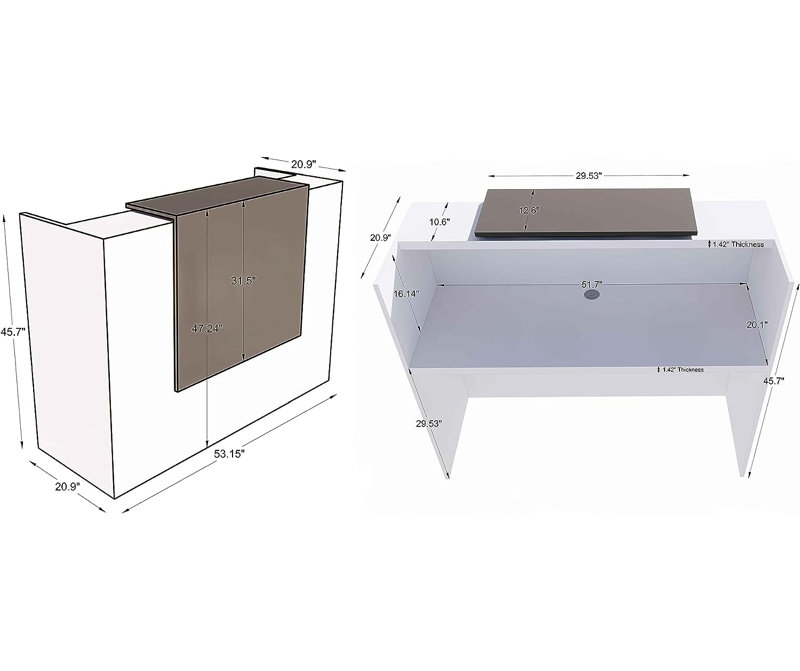 Ebern Designs ICN 53" Modern Reception Desk, Multifunctional Modern ...
