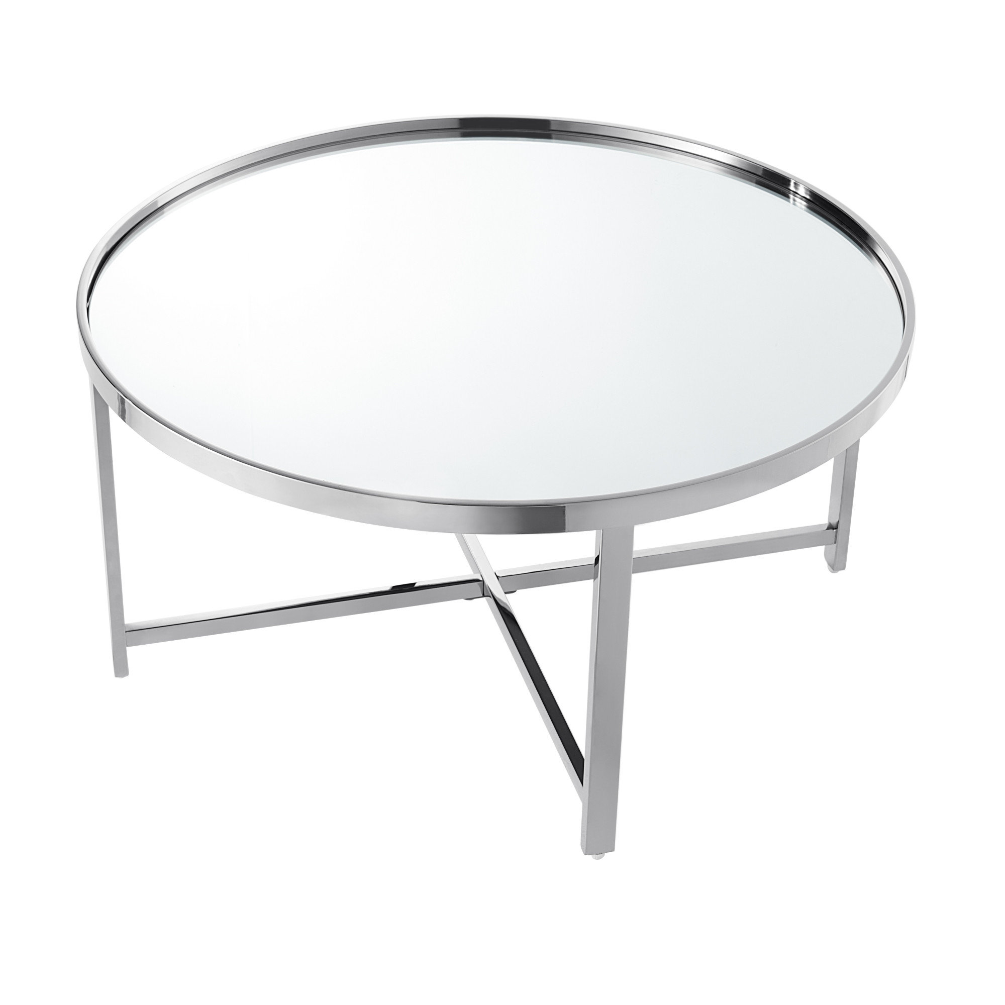 Ivy Bronx Honia 32" Silver Glass And Stainless Steel Round Mirrored ...