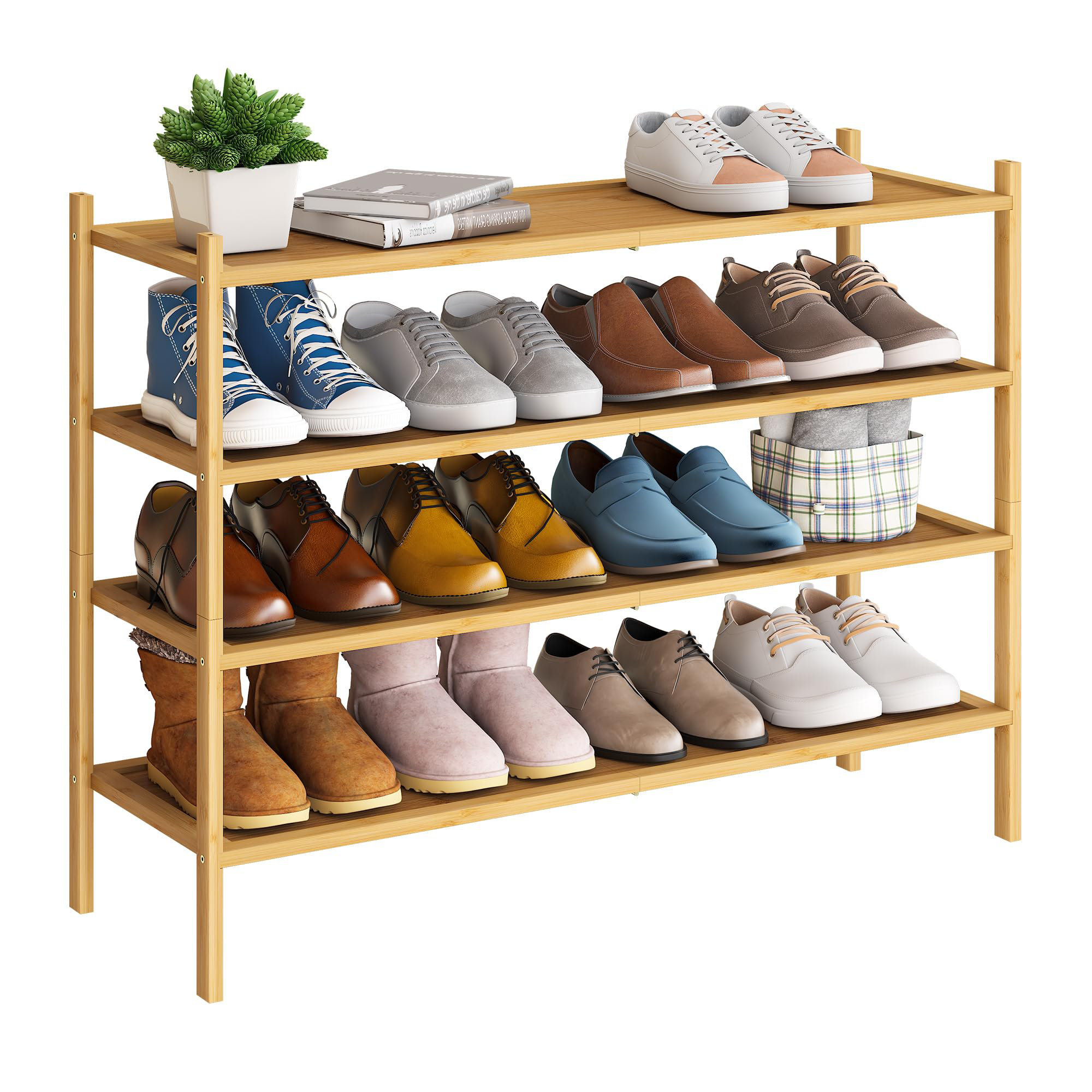 Ophelia & Co. Bamboo Small Shoe Rack Premium Stackable Shoe Shelf ...