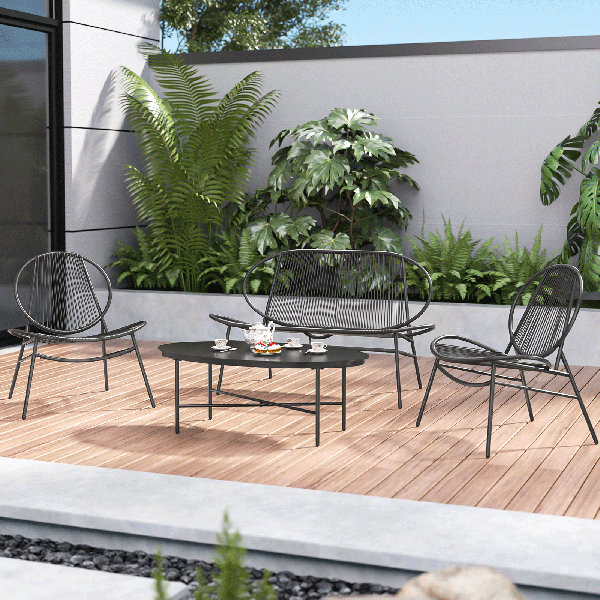 Bring Home Furniture PE Rattan Patio Furniture Set with 2 Single Chairs ...