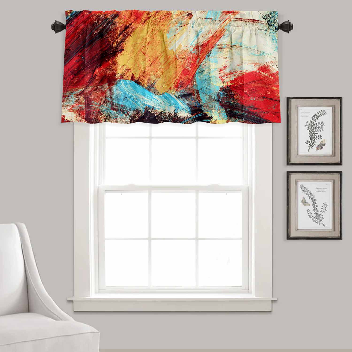 George Oliver Clear 52"W Bright Artistic Splashes White Window Valance ...