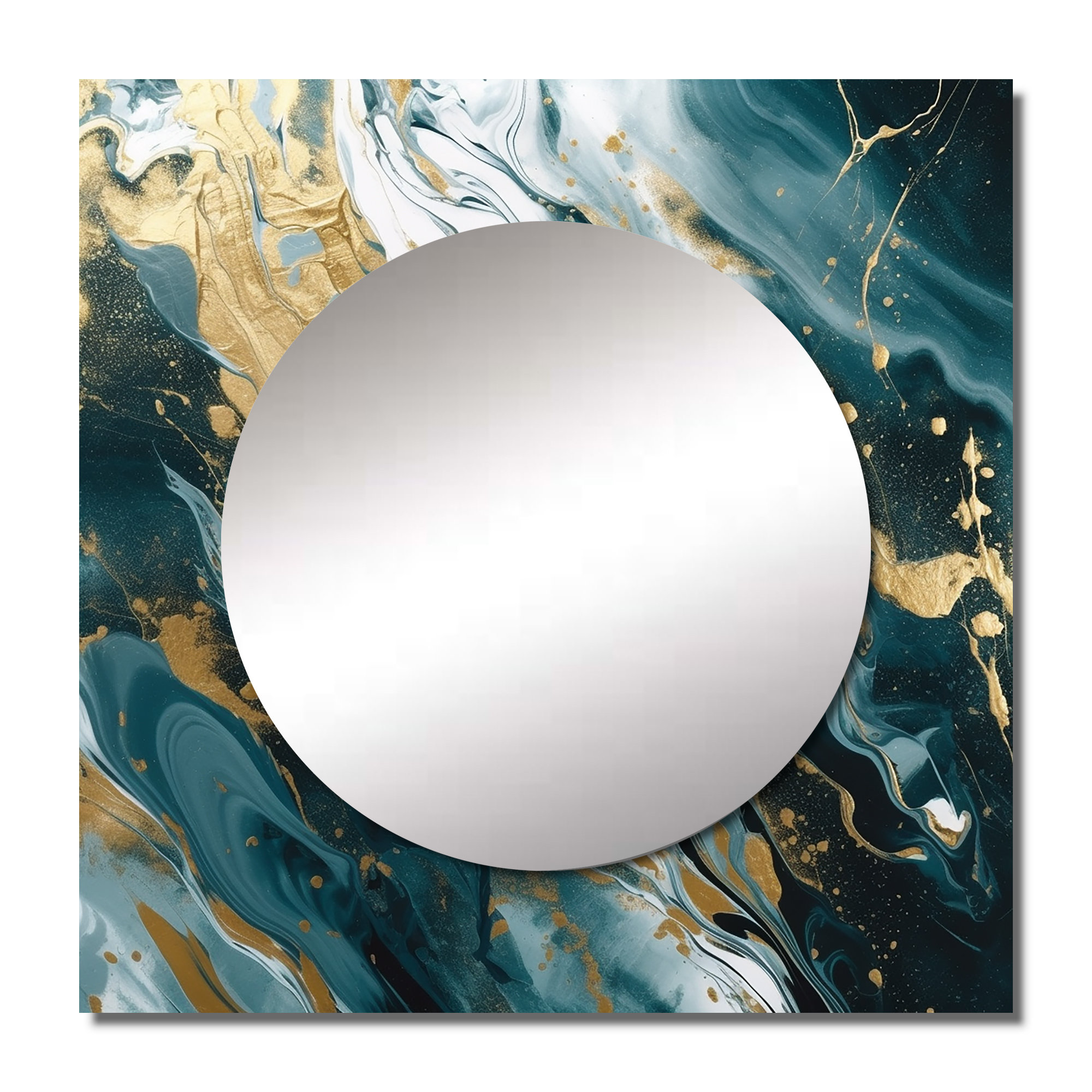 East Urban Home Babbi - Blue and Gold Serene Cascade Abstract Square ...