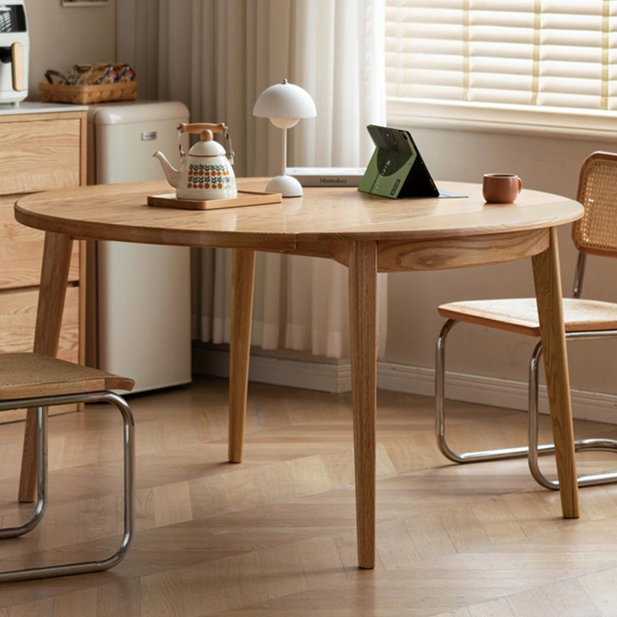 SINNOG Modern minimalist natural wood foldable solid wood dining table ...