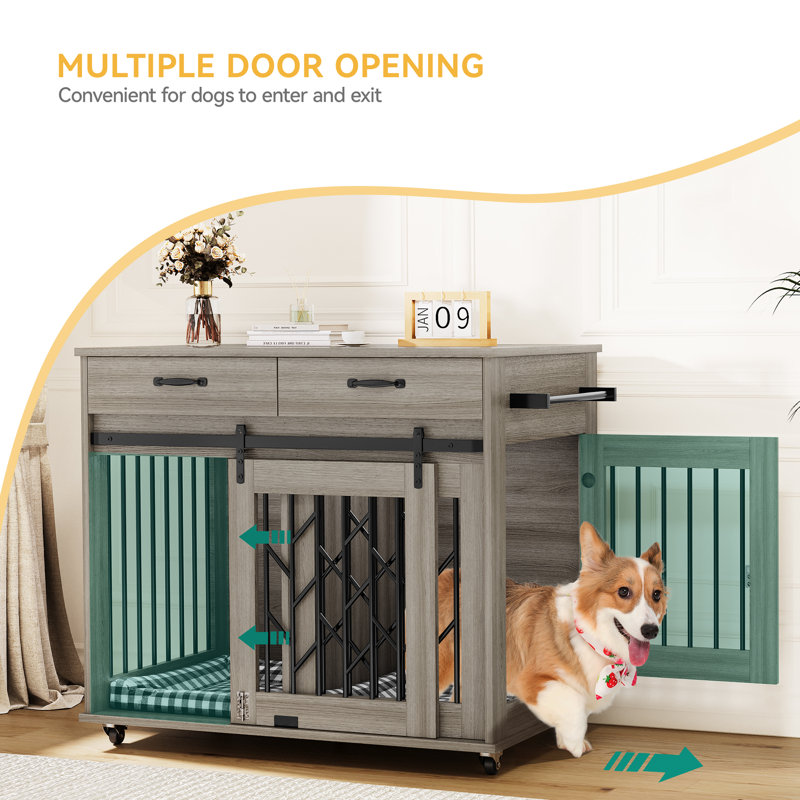 Tucker Murphy Pet™ 40"W Double Small Furniture-Style Wooden Dog Crates ...