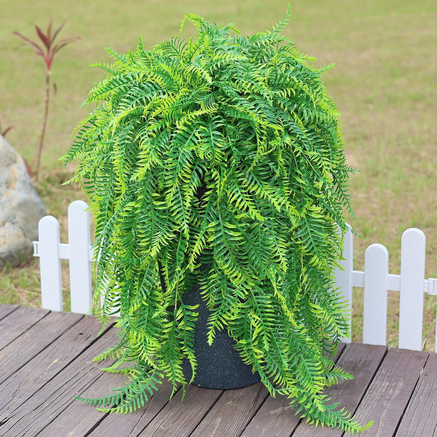 Primrue Artificial Hanging Ferns Plants Topiary For Outdoor Decoration ...