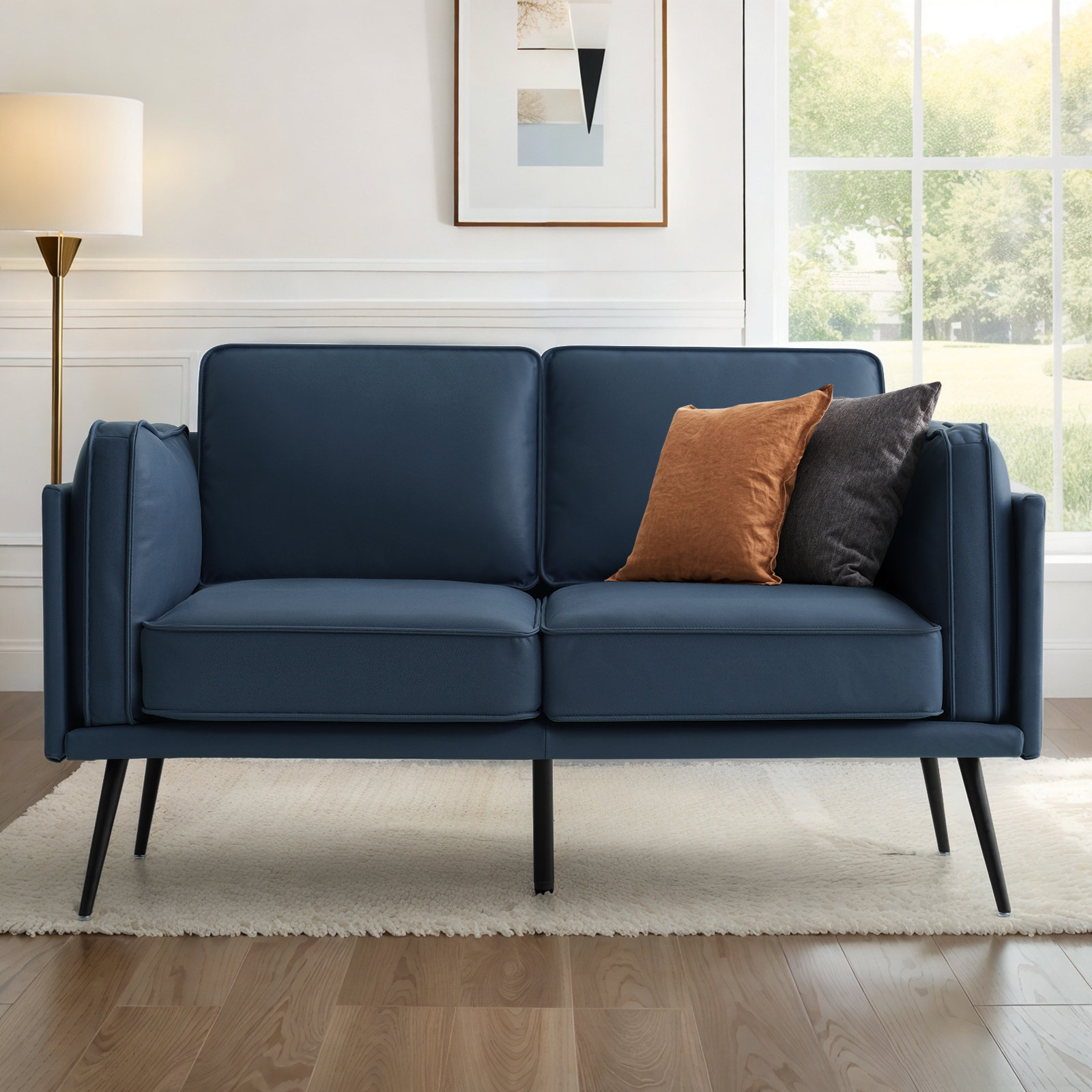 Latitude Run® 60" Upholstered Loveseat, Mid Century Modern Sofas ...
