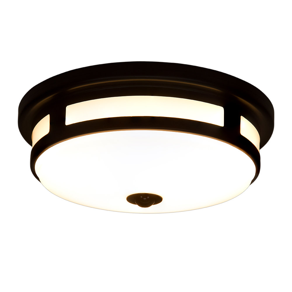 Ebern Designs 11 in. Round Exterior Outdoor Motion Sensing LED Ceiling ...