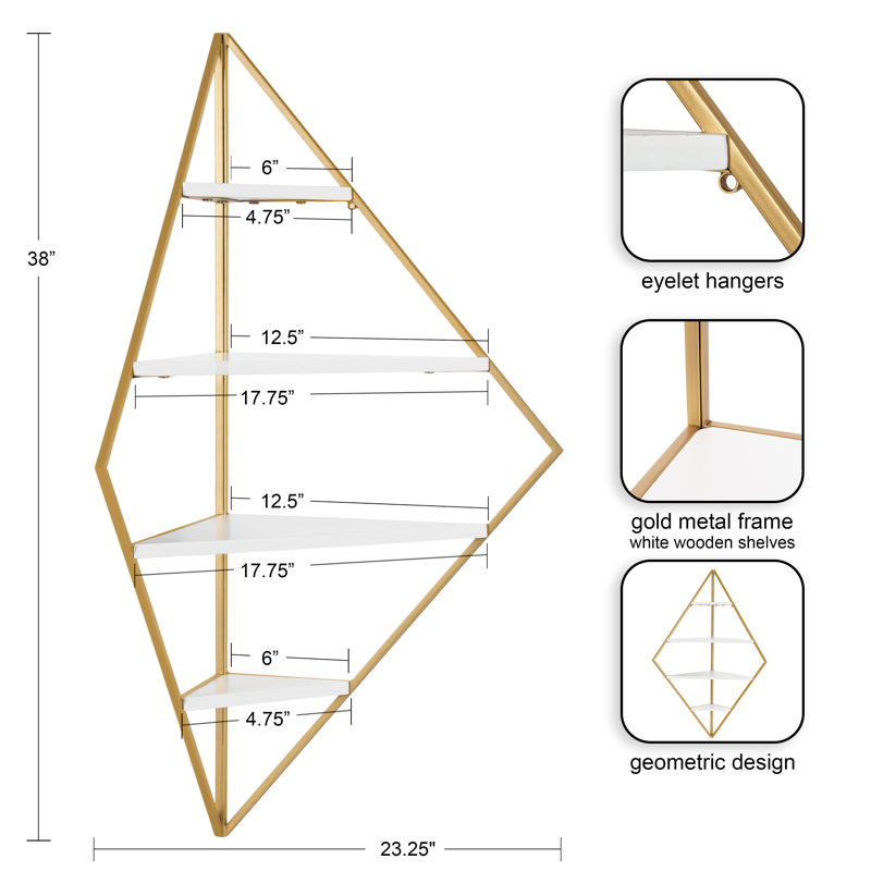 Everly Quinn Pinel 4 Shelves Diamond Corner Shelf & Reviews | Wayfair