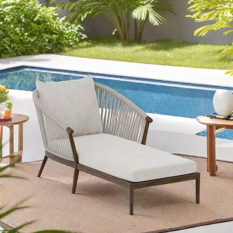 A Zoetic Home Outdoor Modern Simple Garden Single Chaise Longue | Wayfair