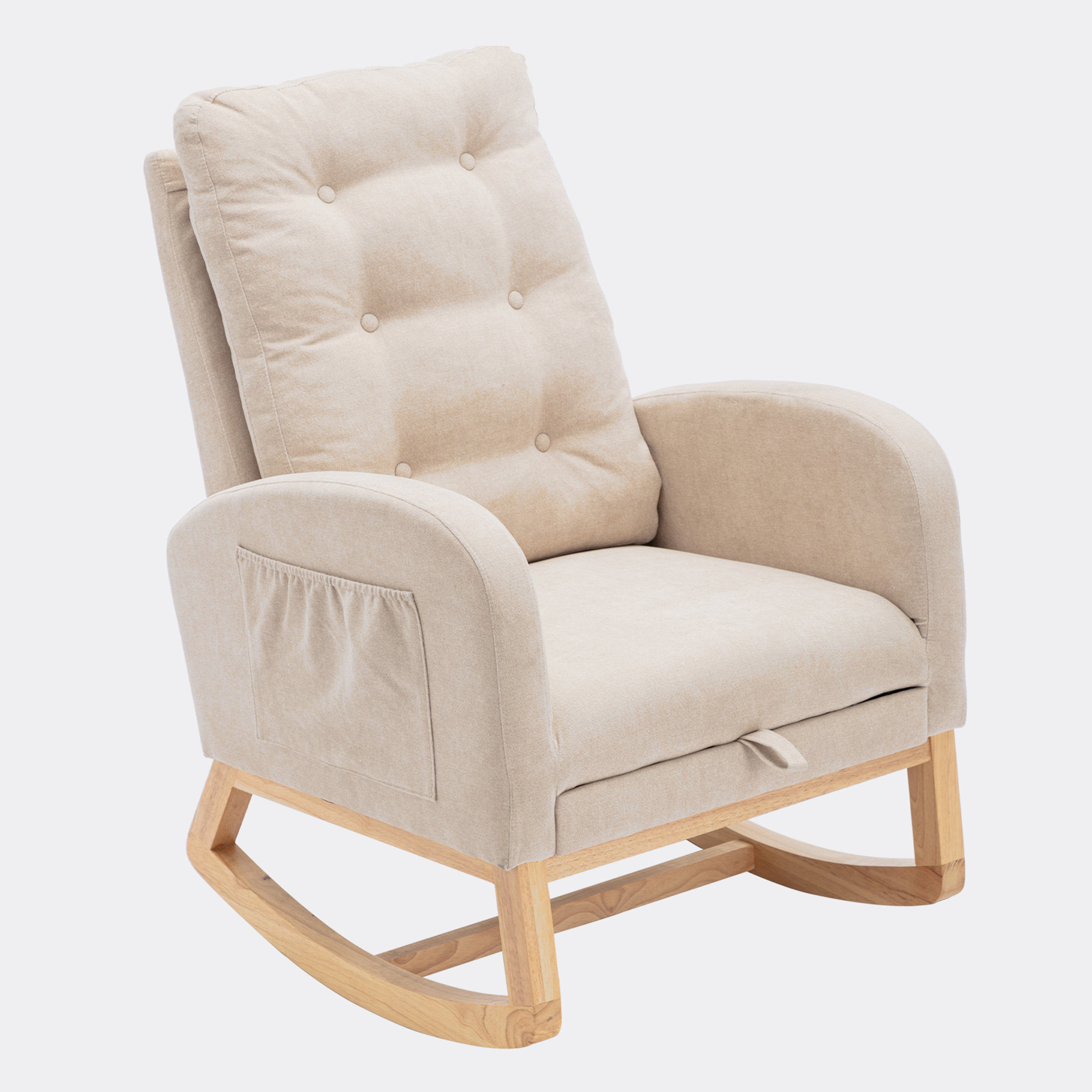 Latitude Run® High Back Rocking Chair with Footrest and Rubber Wood ...