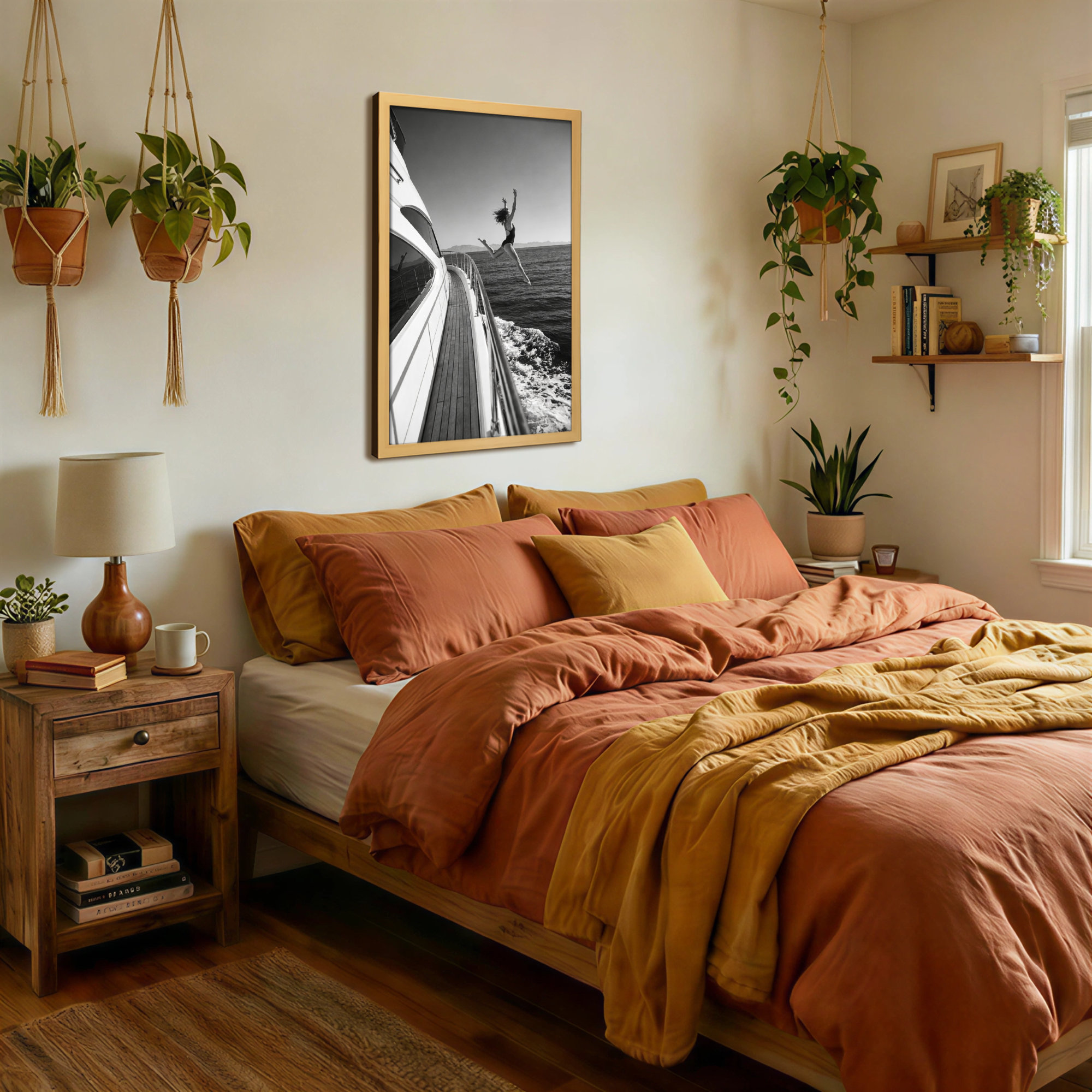 Winston Porter Fashion Woman Leaping From Yacht Into Ocean | Wayfair