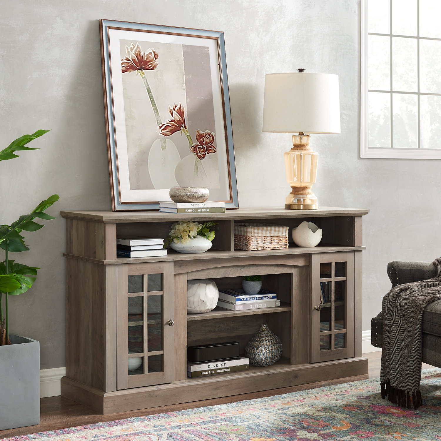 Lark Manor™ Modern Entertainment Console with 23" Fireplace | Wayfair