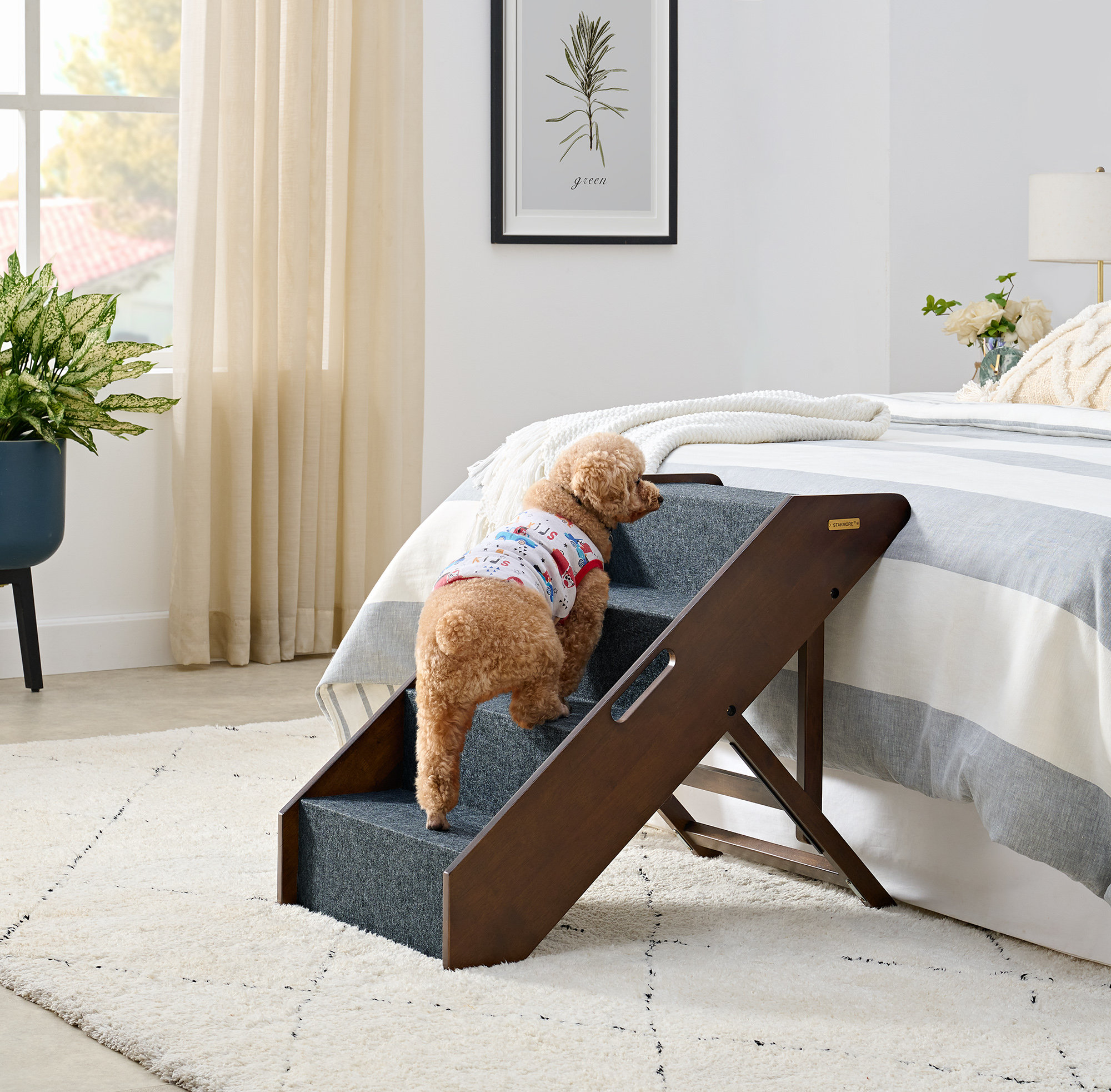 Tucker Murphy Pet™ Pet Steps W/ Fruitwood Finish and Brown Felt | Wayfair