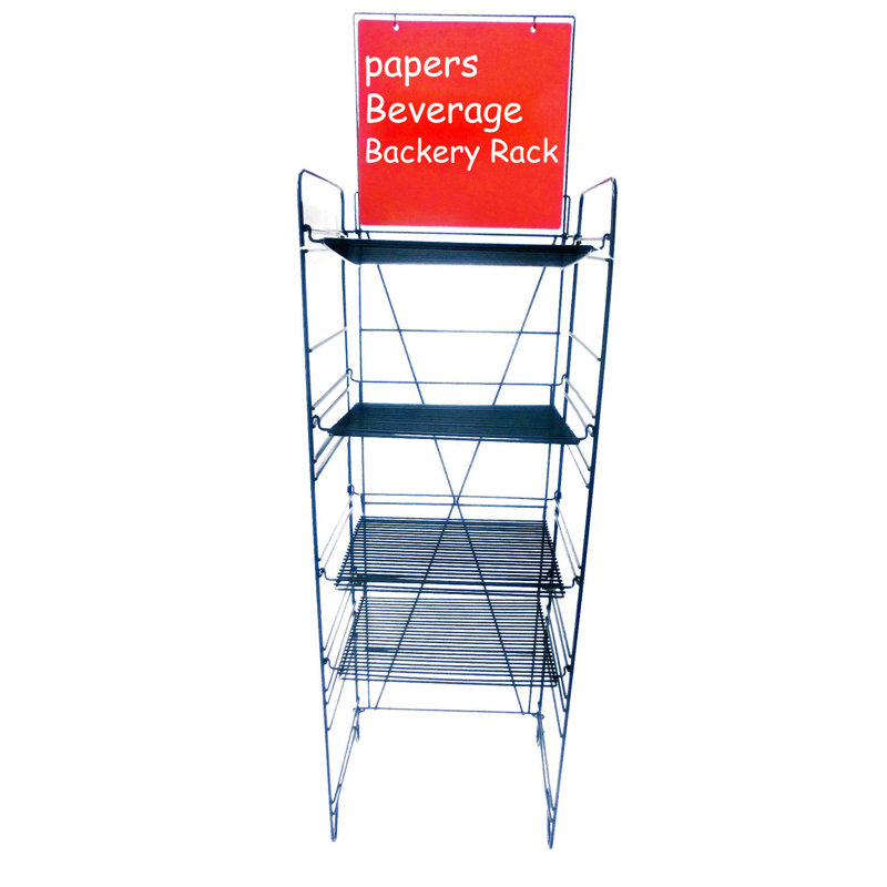 FixtureDisplays 18" Wide Beverage Rack Wire Shelf 4 level Magazine ...