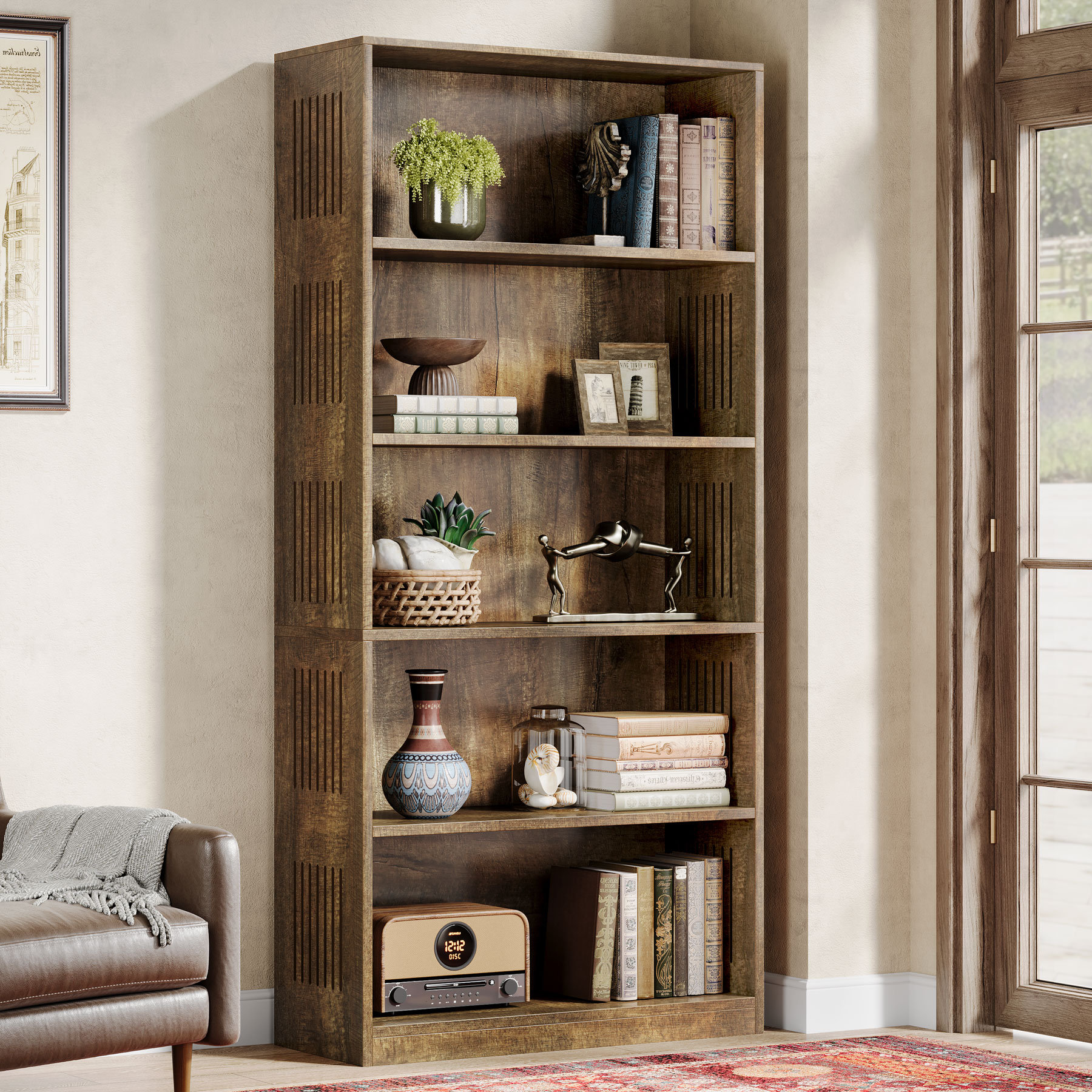 Millwood Pines 67'' Tall Bookcase With 5-tier Cube | Wayfair