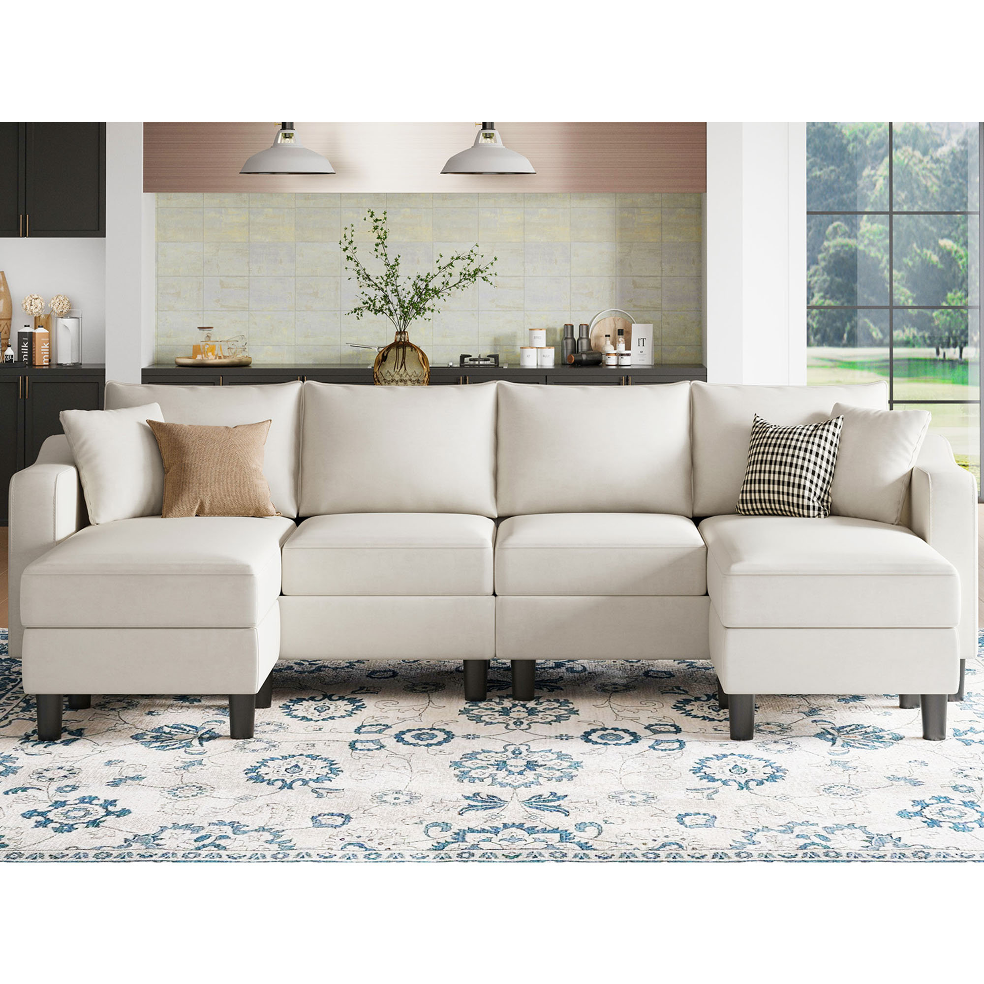 Mercer41 Vanesia 102.3'' Convertible 4 Seat Variable Sectional Sofa ...