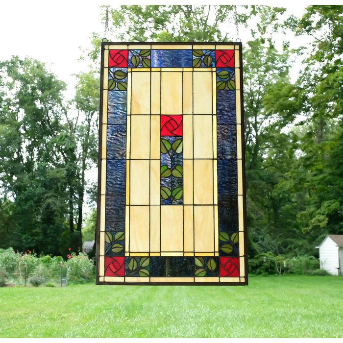 World Menagerie Rose Flower Stained Glass Window Panel | Wayfair