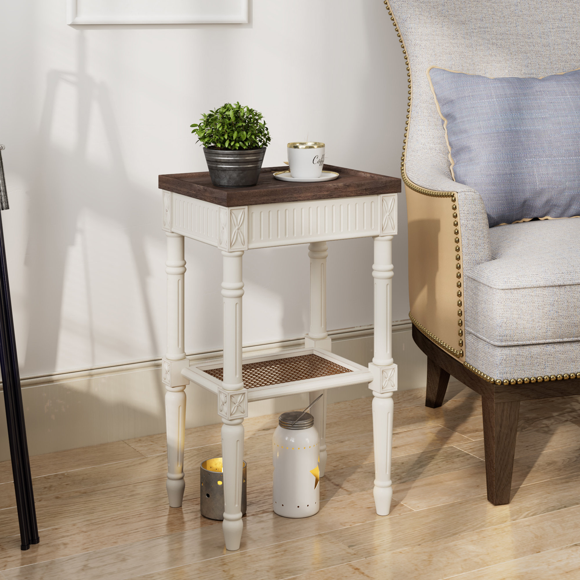 One Allium Way® Psomas Rustic Farmhouse Square End Table, Distressed ...