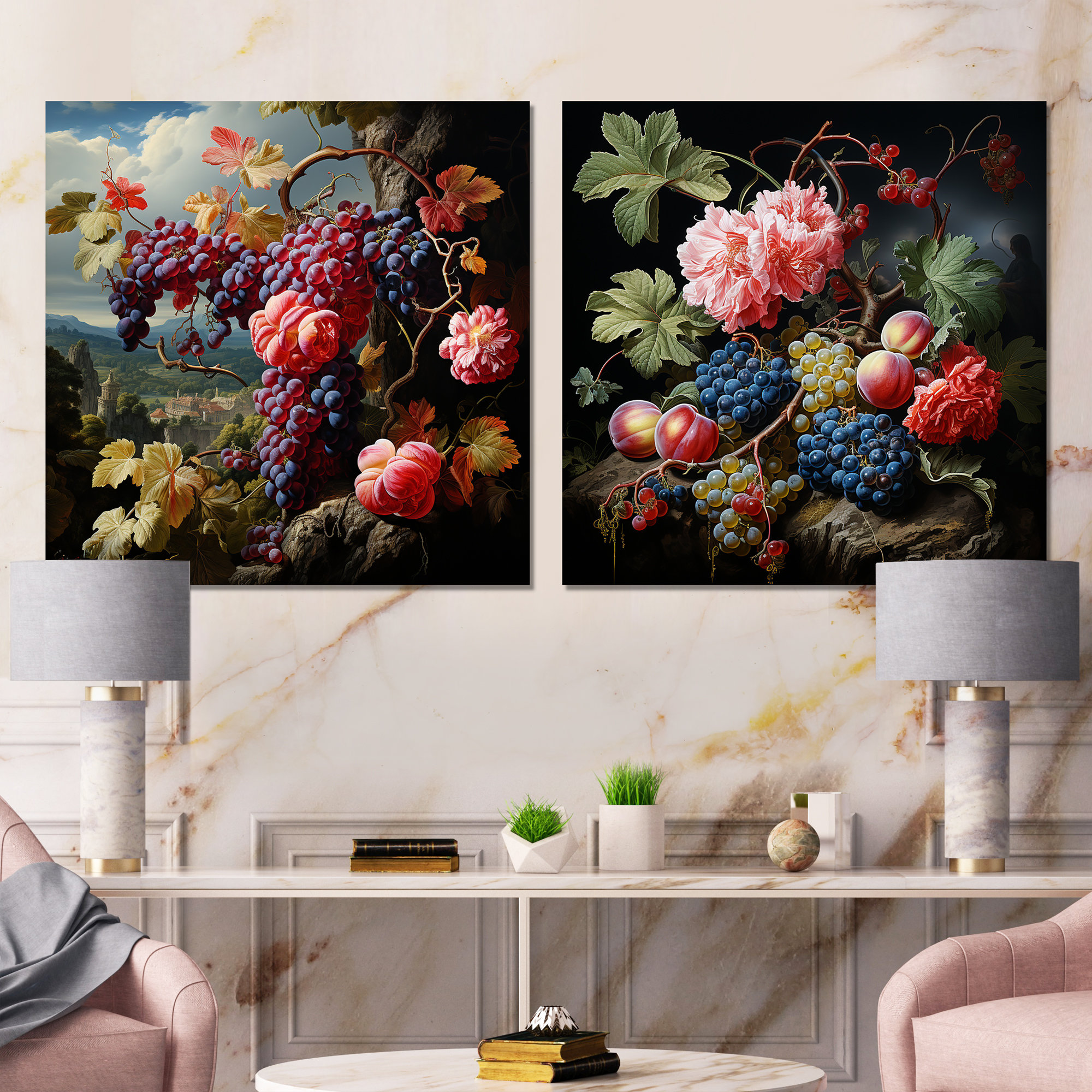 Astoria Grand Renaissance Painting Of A Grapes Fruit I - Fruits Wall ...